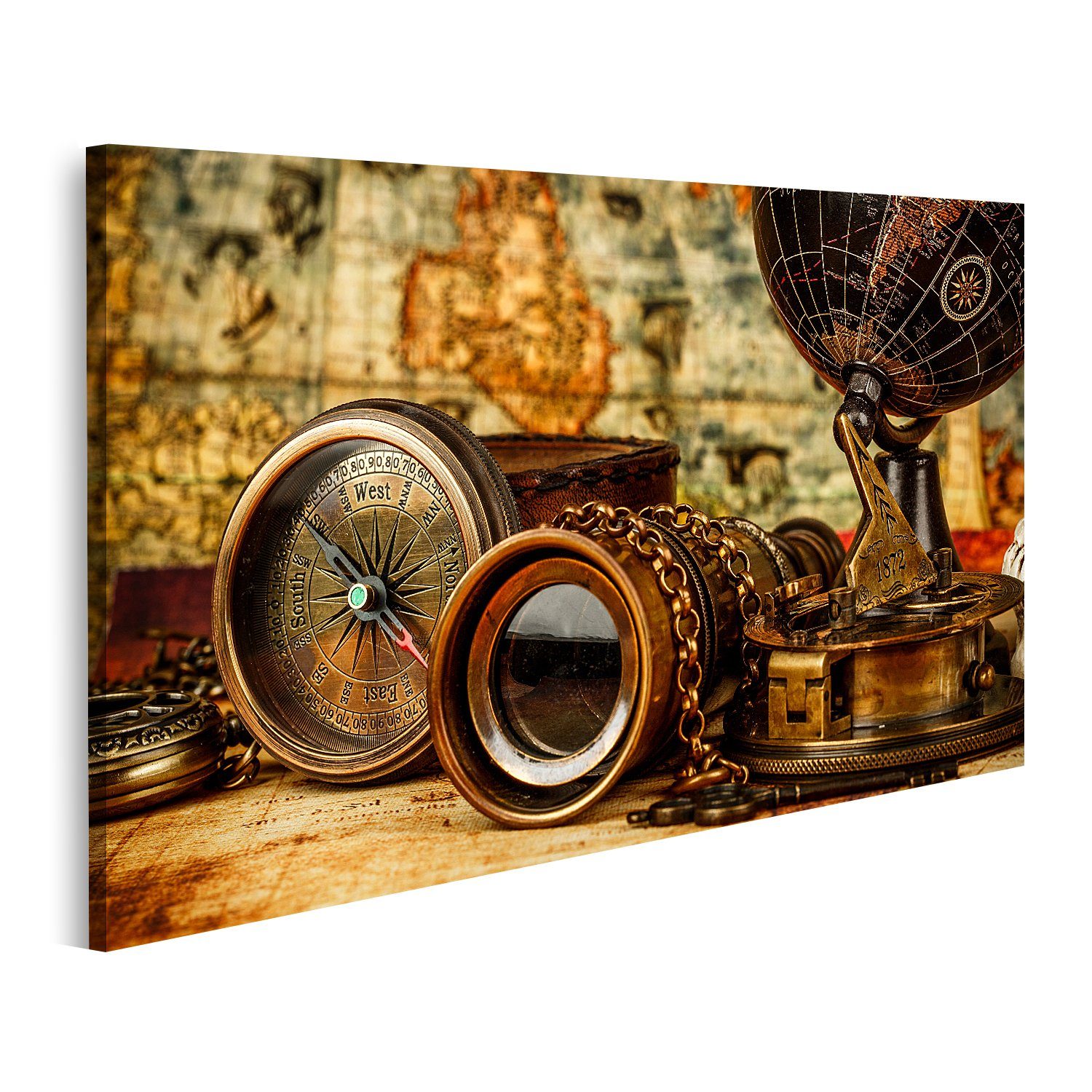islandburner Leinwandbild Bild auf Leinwand Vintage Grunge Stillleben. Vintage Items auf antiken