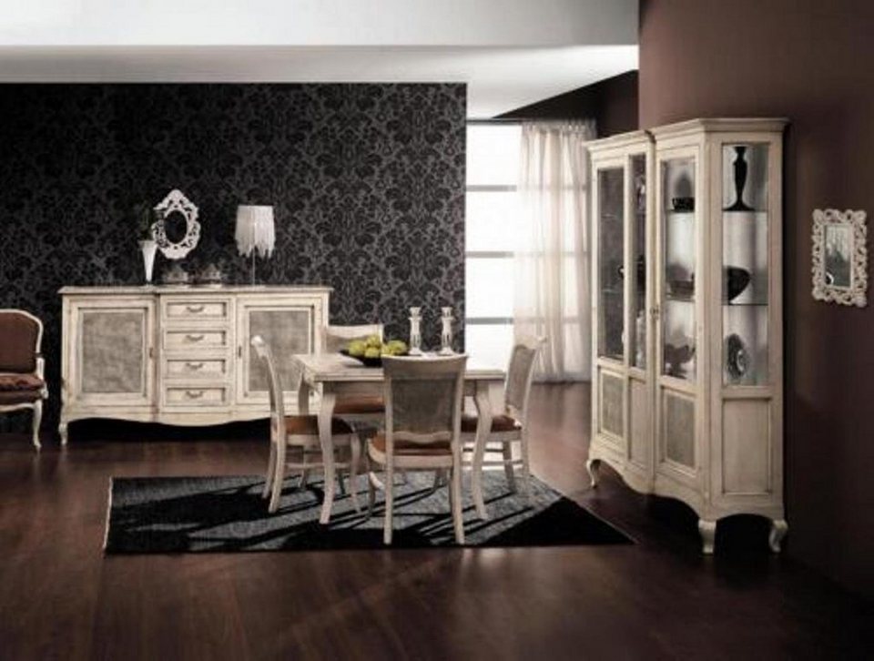 Jvmoebel Esszimmer Set Garnitur Holz Möbel Kommode 4x Stuhl Tisch