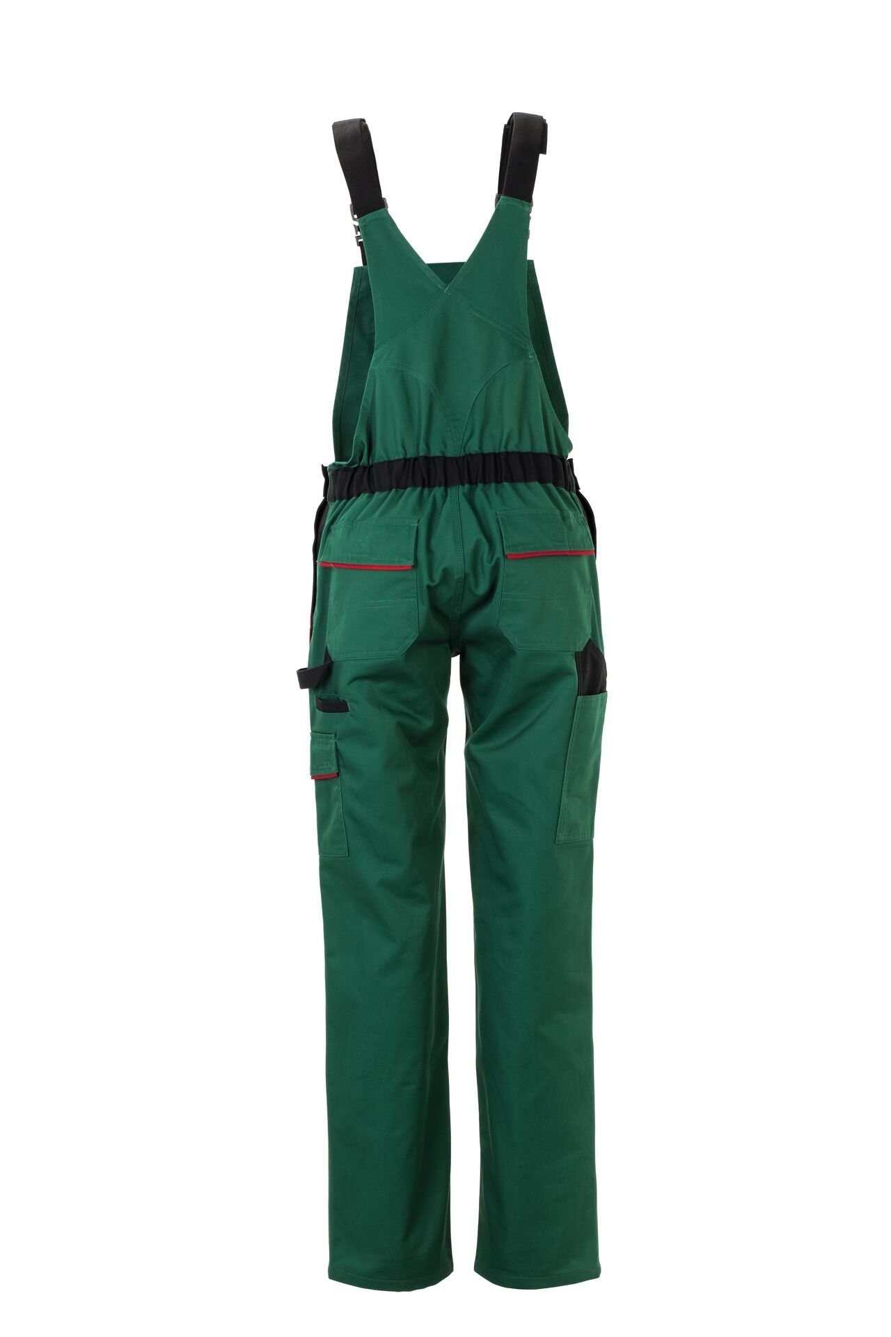 Planam Arbeitslatzhose Damen Latzhose Highline Grünschwarzrot Größe