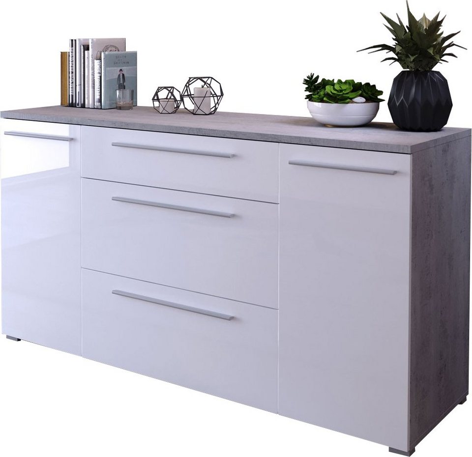 Domando Sideboard Sideboard Latemar In Beton Und Weiß Hochglanz