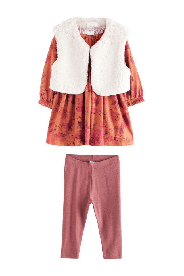 Next Kleid And Leggings Langärmeliges Kleid Mit Weste Und Leggings Im Set