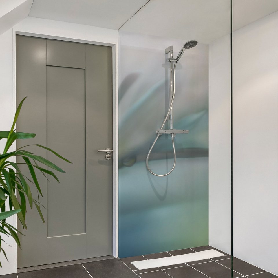 Bilderdepot24 Badrückwand Blumen Blau Duschrückwand Ohne Bohren Dusche