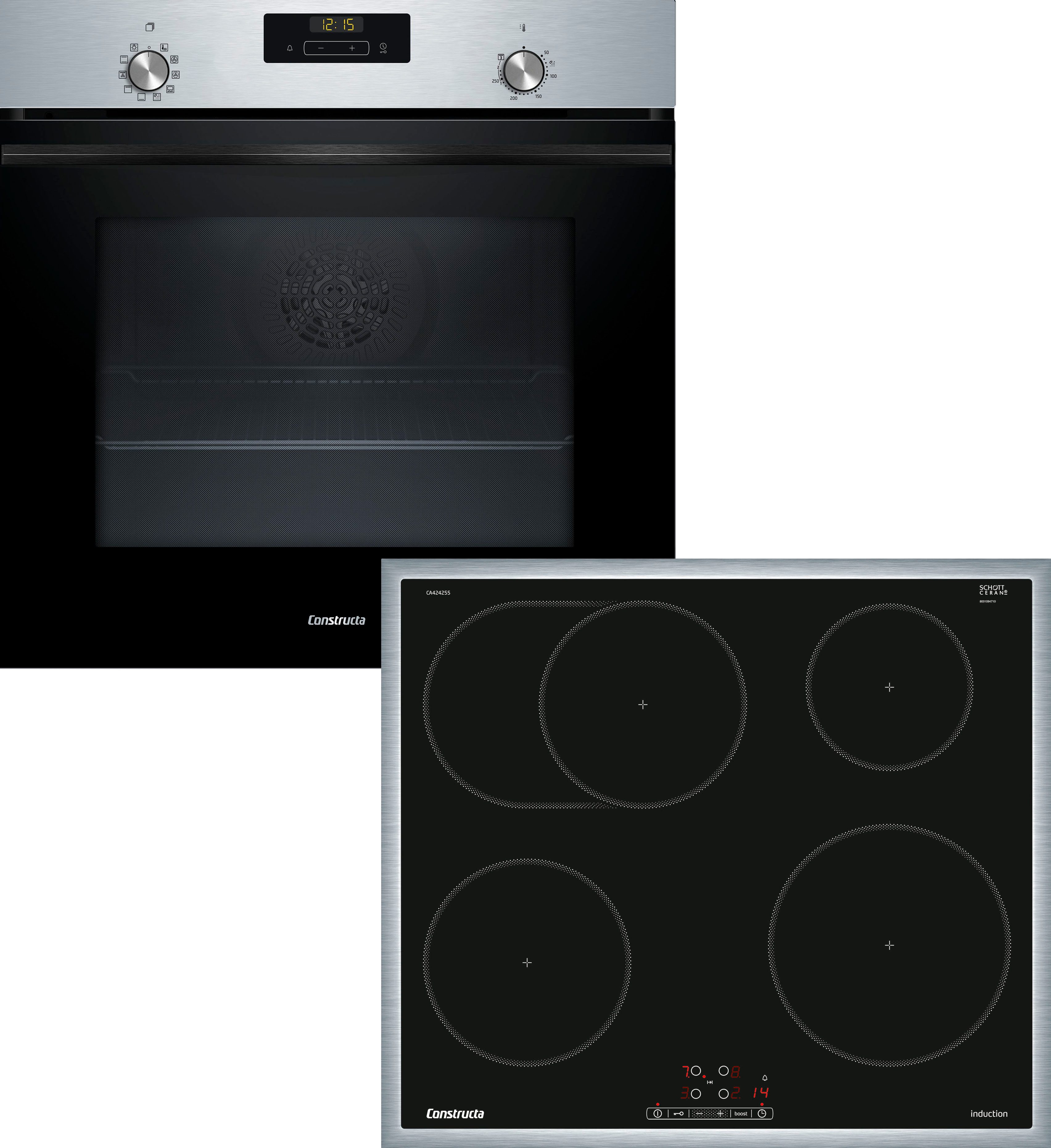 Constructa Backofen-Set CX5BI610, mit Teleskopauszug nachrüstbar, Hydrolyse