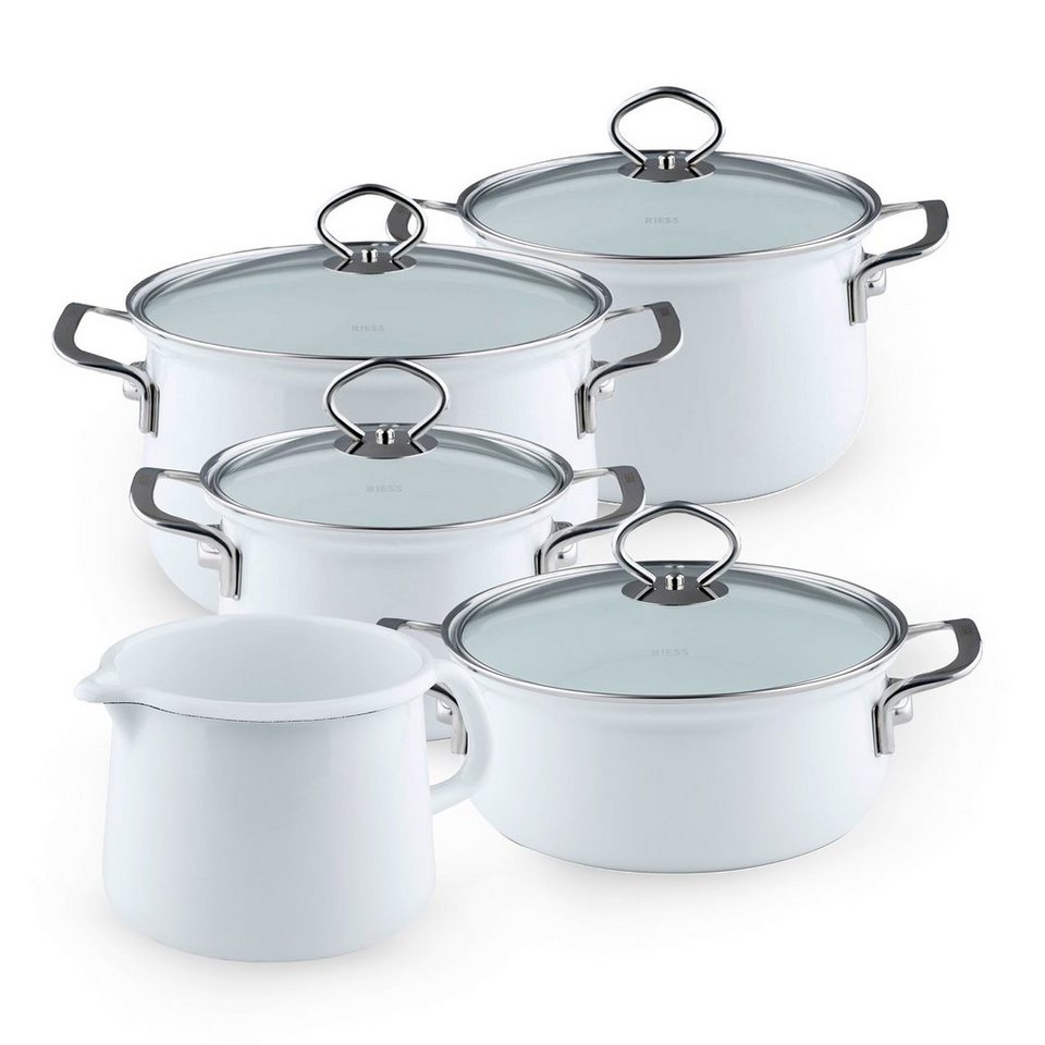 Riess Topf Set Topfset Sparset 5 Teilig Articweiss Emaille 5 Tlg