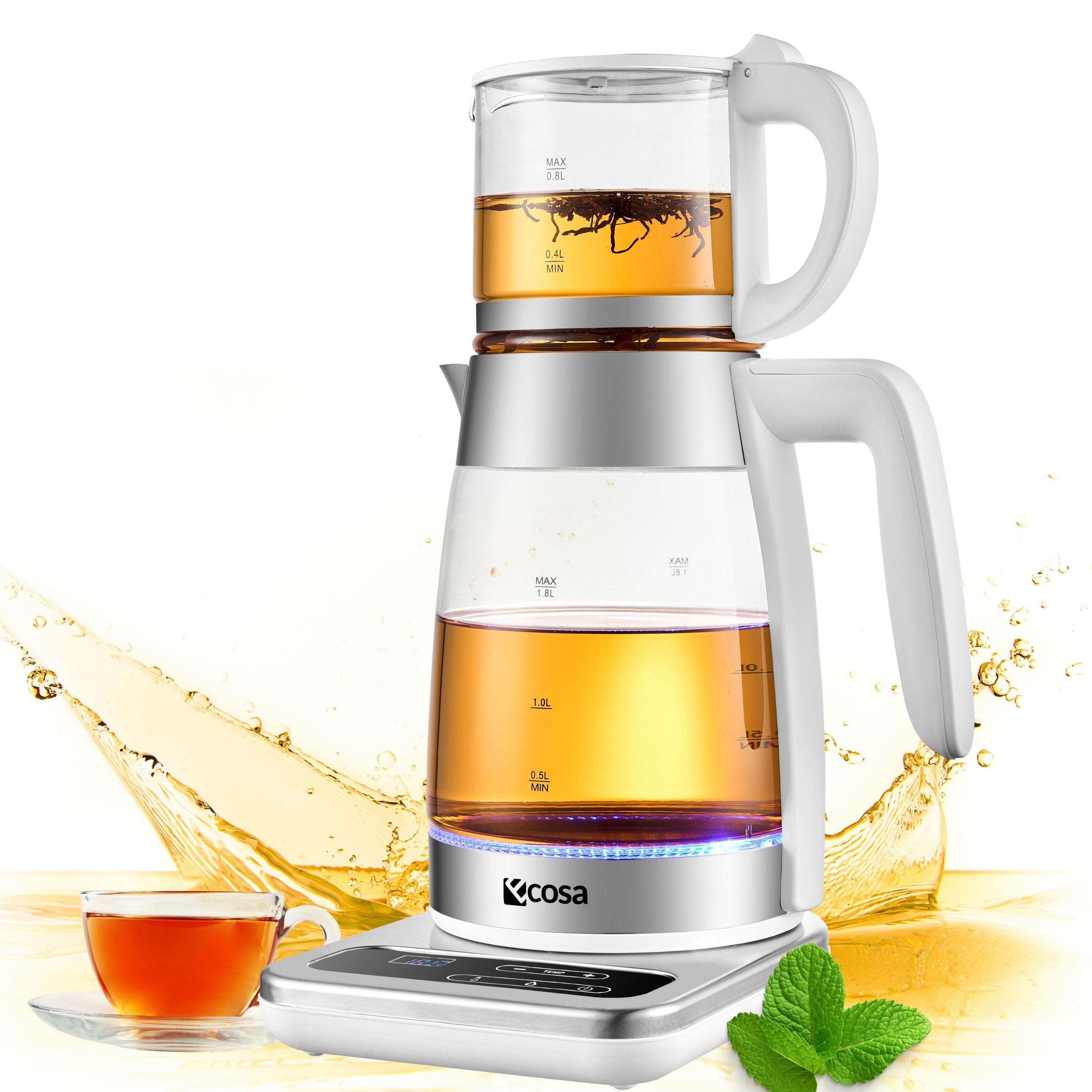 ecosa Wasserkocher EO 695 1.8 l 2200 W 2 in 1 Teekocher und Wasserkocher