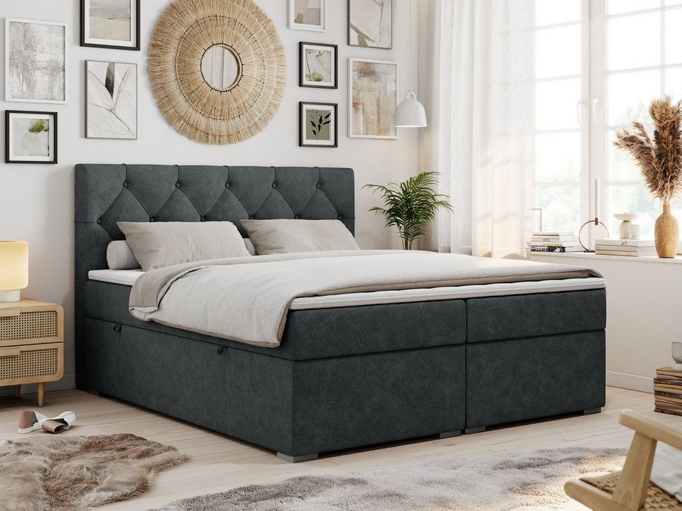 Mks MÖbel Boxspringbett Alda Set Packung T30 Schaum Zwei Bettkästen