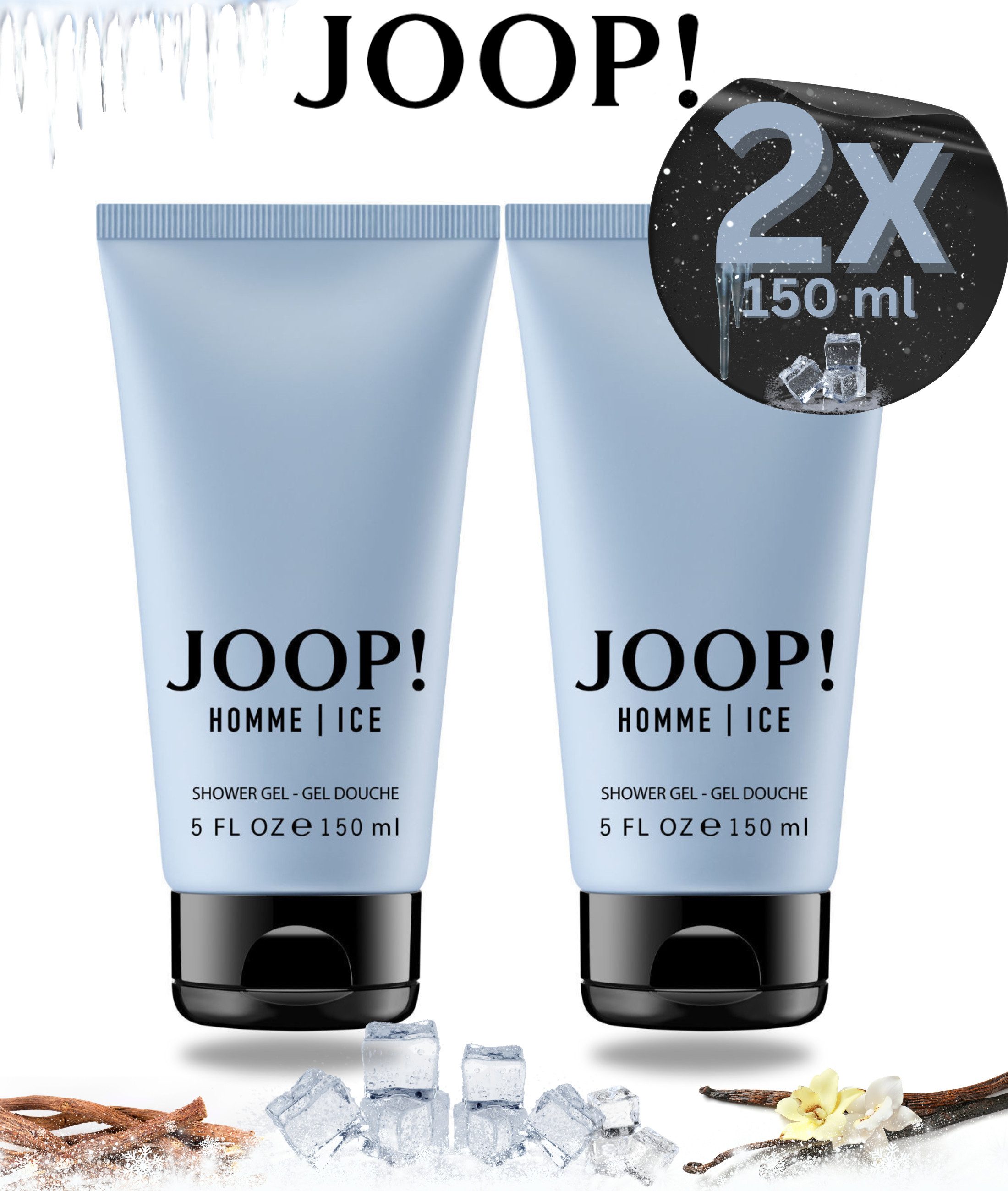 JOOP! Duschgel Joop Homme Ice Duschgel 2er Pack (2x 150ml), 2-tlg., 2in1 Duschgel mit einer ...