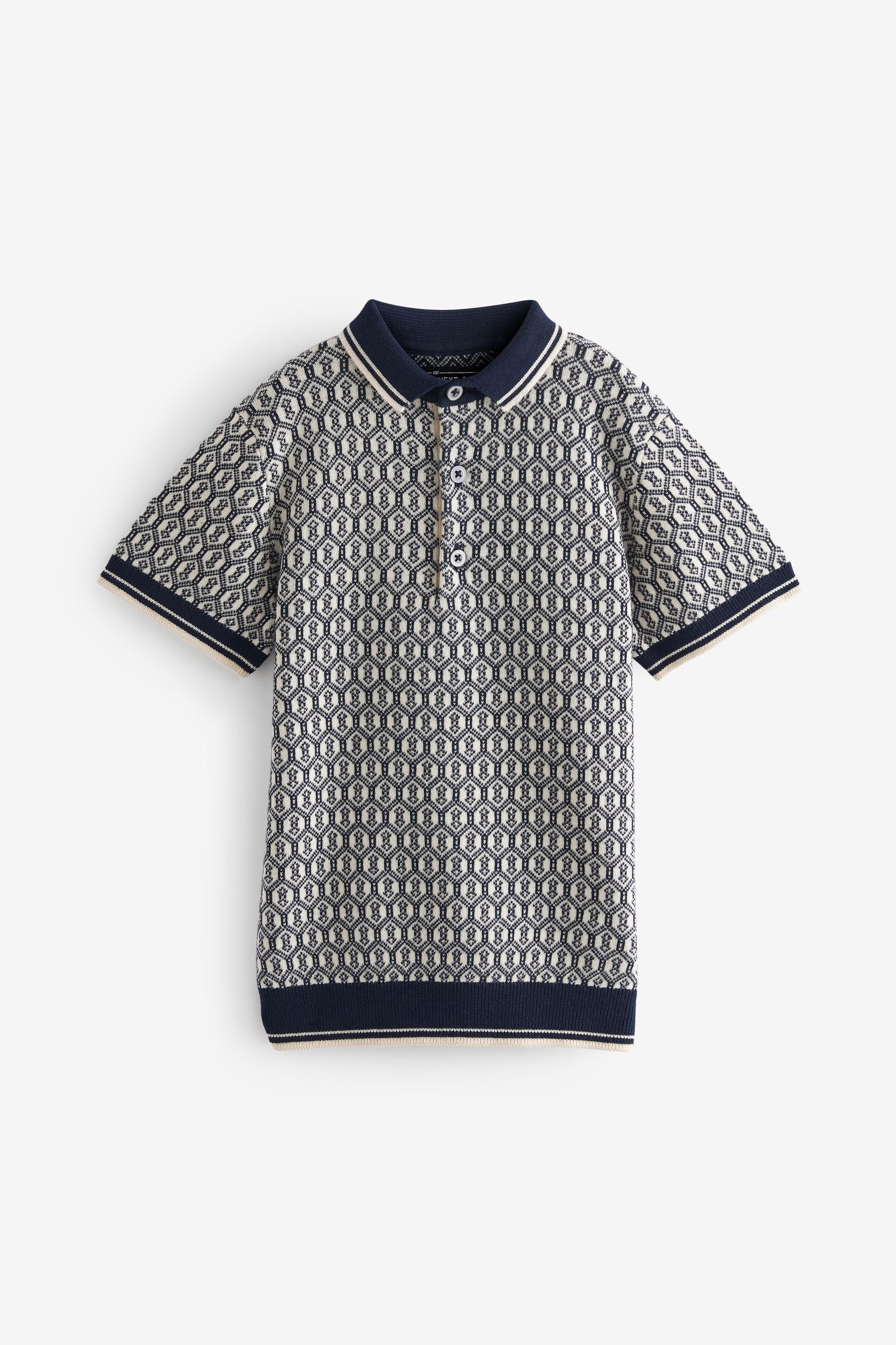 Next Polokragenpullover Gestricktes Polohemd Mit Geometrischem Muster
