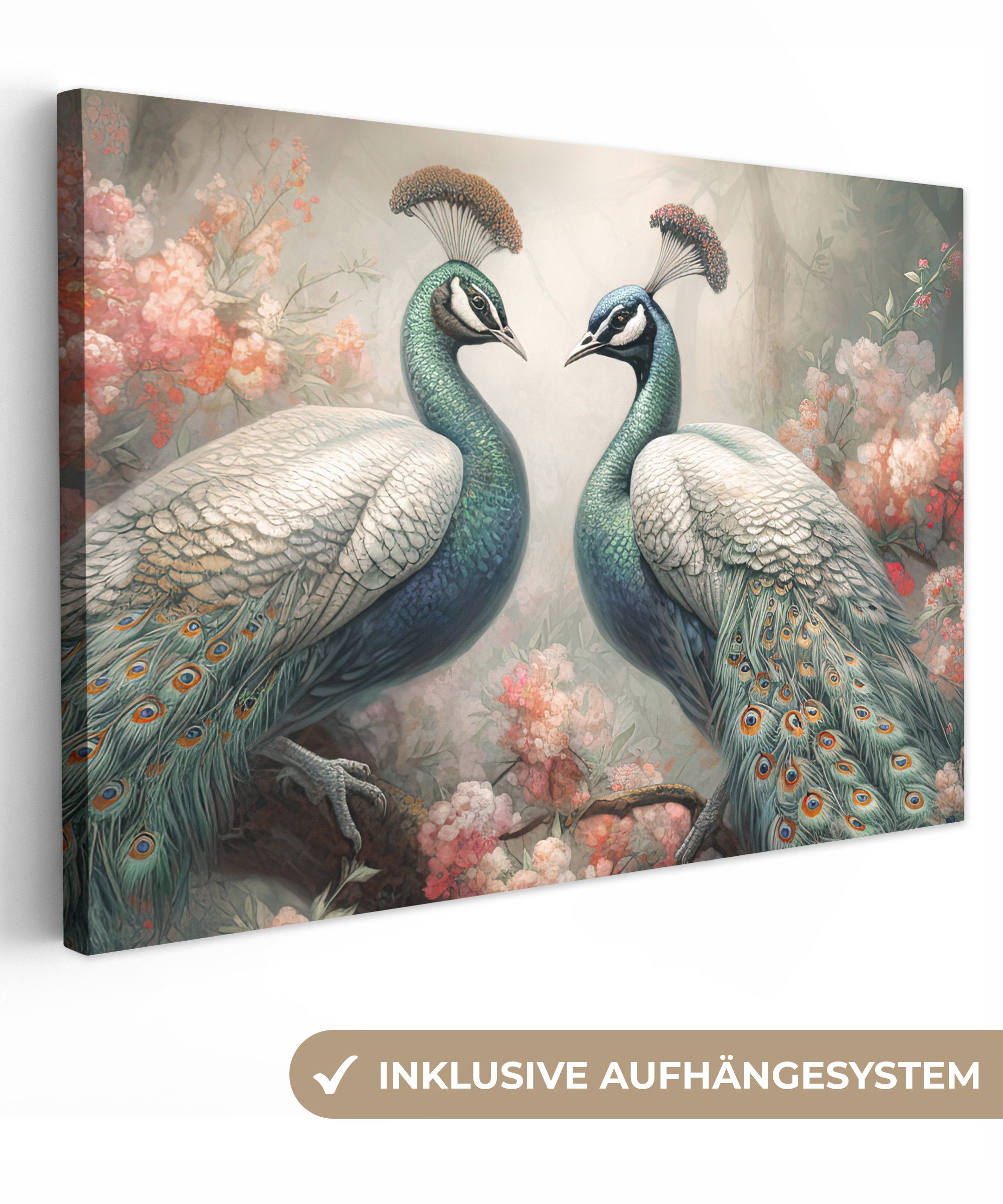 Onemillioncanvasses® Leinwandbild Pfaue Pfauenfedern Vögel Natur