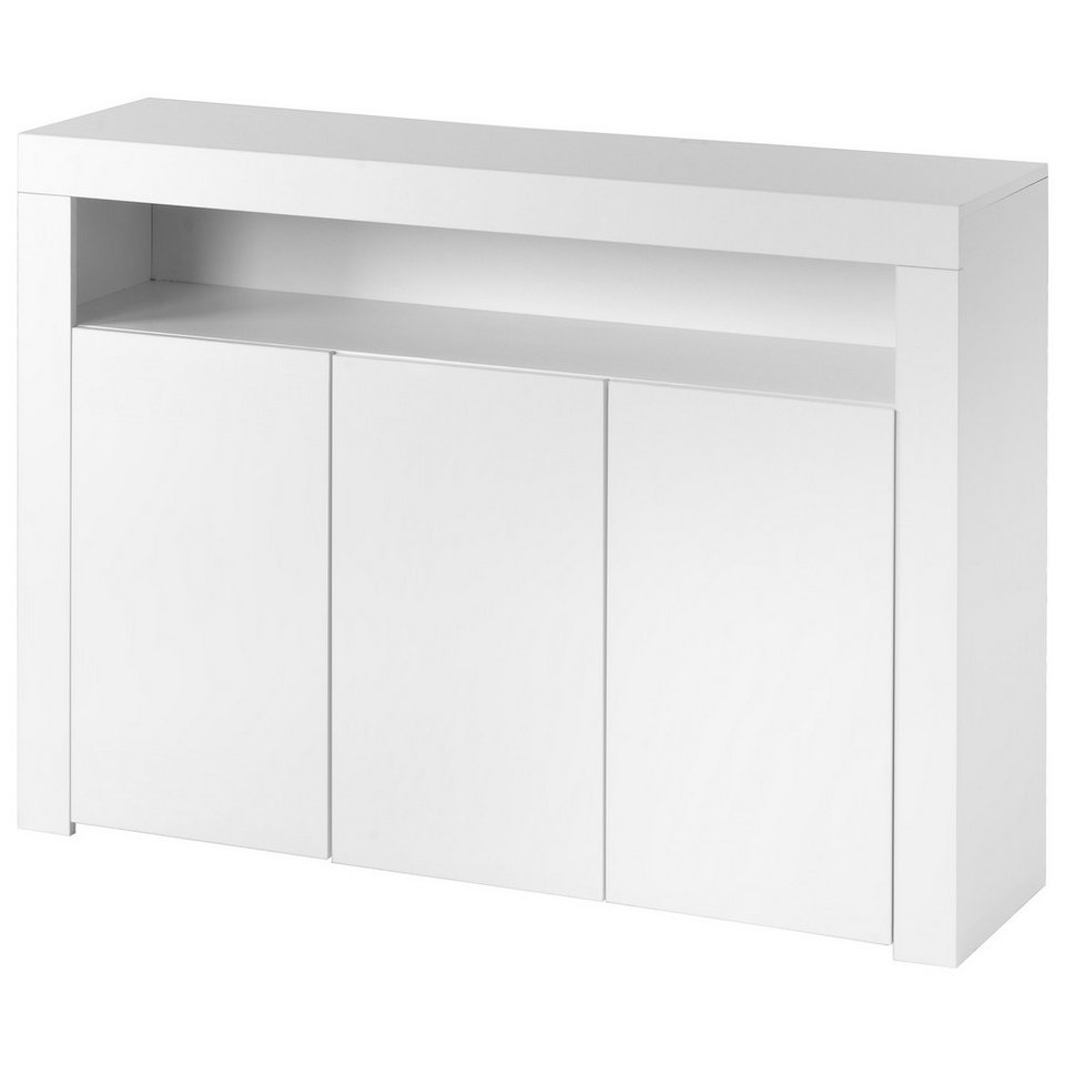 Merax Sideboard Mit 3 Türen Und 1 Offene Fach Hochglanz Front Mit Led