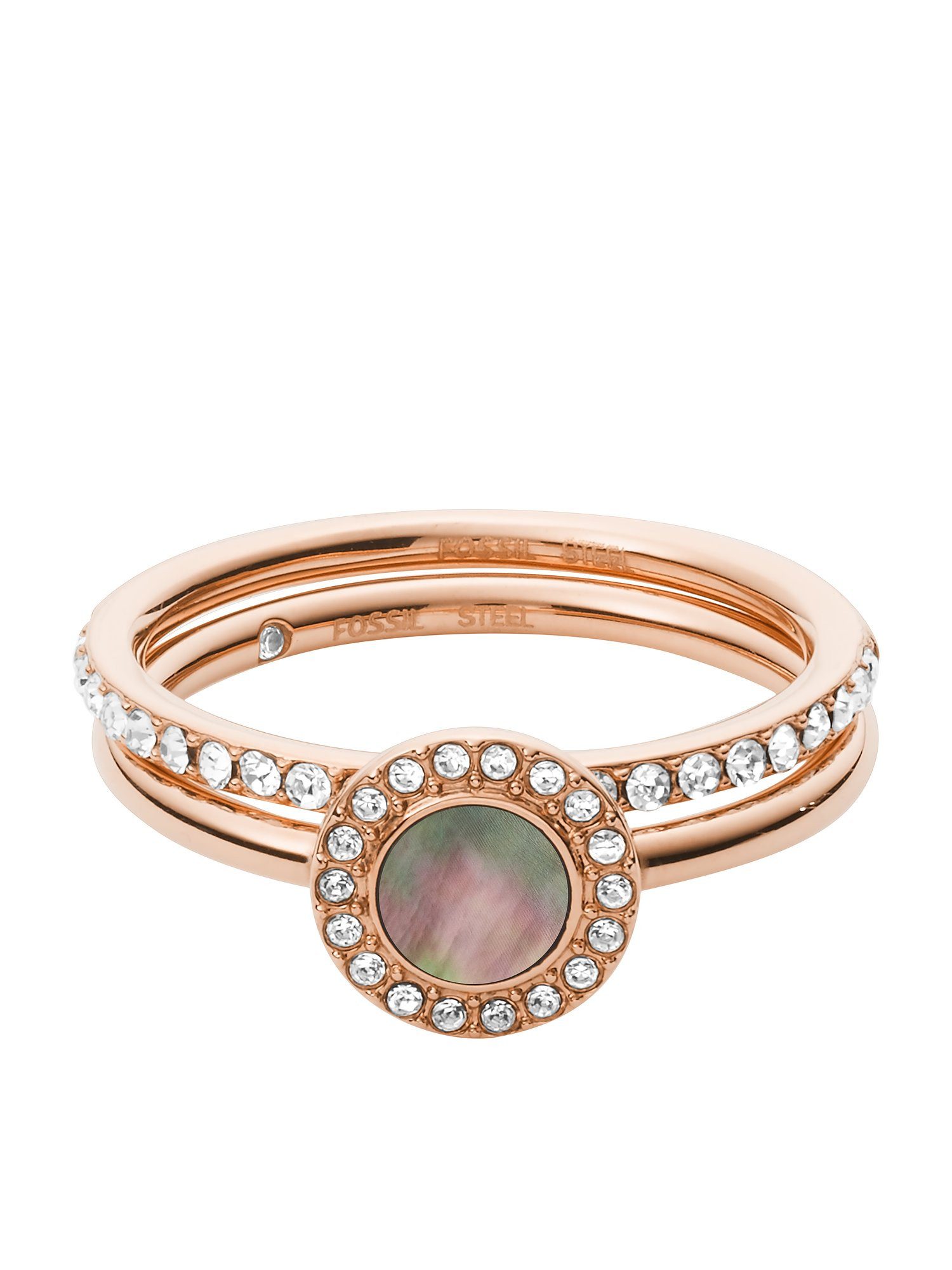 Fossil Fingerring Fossil Damen-Damenring Edelstahl Perlmutt, Perlmutt ...