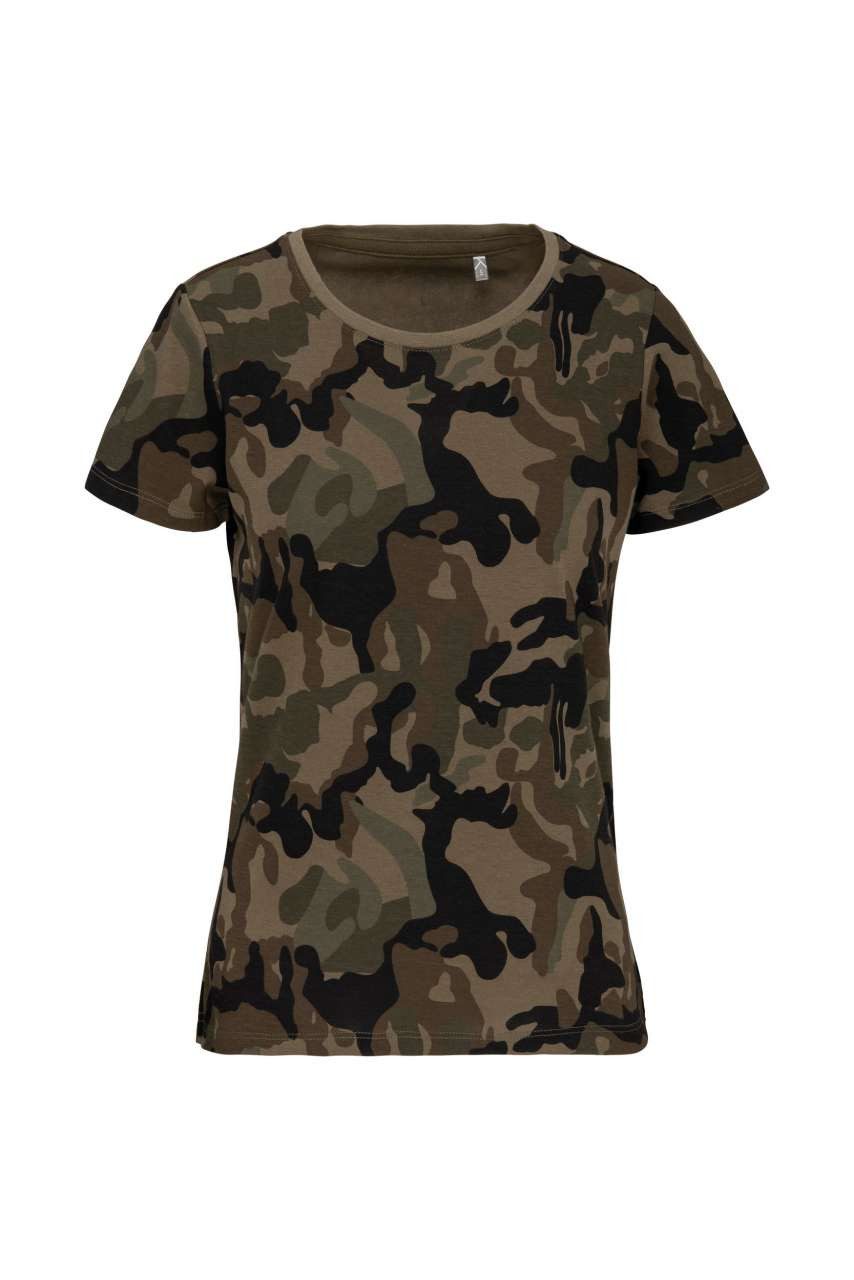 Kariban T-Shirt Kariban Damen Camouflage T-Shirt Armee Tarnfleck Camo Militär Freizeit