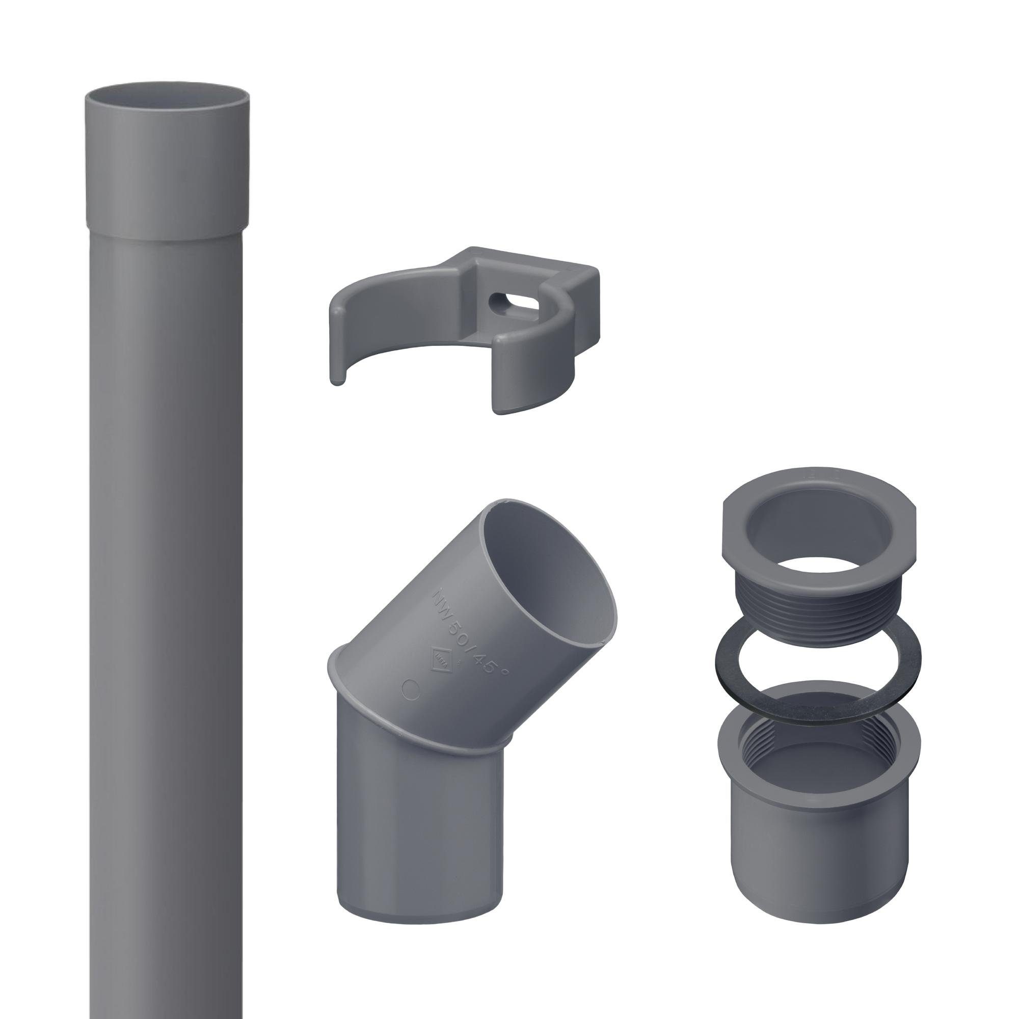 INEFA Regenfallrohr, (2m), Regenrohr-Set aus PVC-U, Dachrinnenzubehör ...