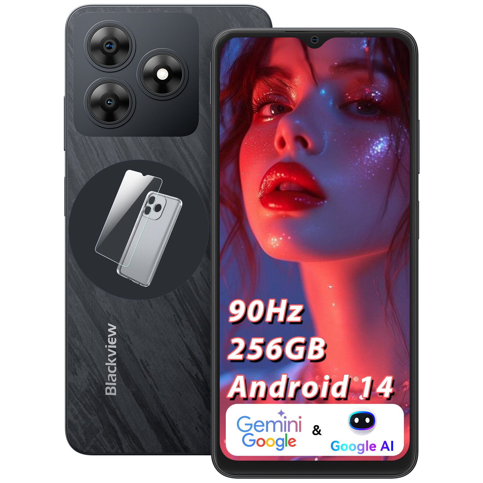 blackview Wave 8 4+256GB AI Smartphone (6,6 Zoll, 13 MP Kamera, 256GB, Dual SIM 4G, Android 14 ...