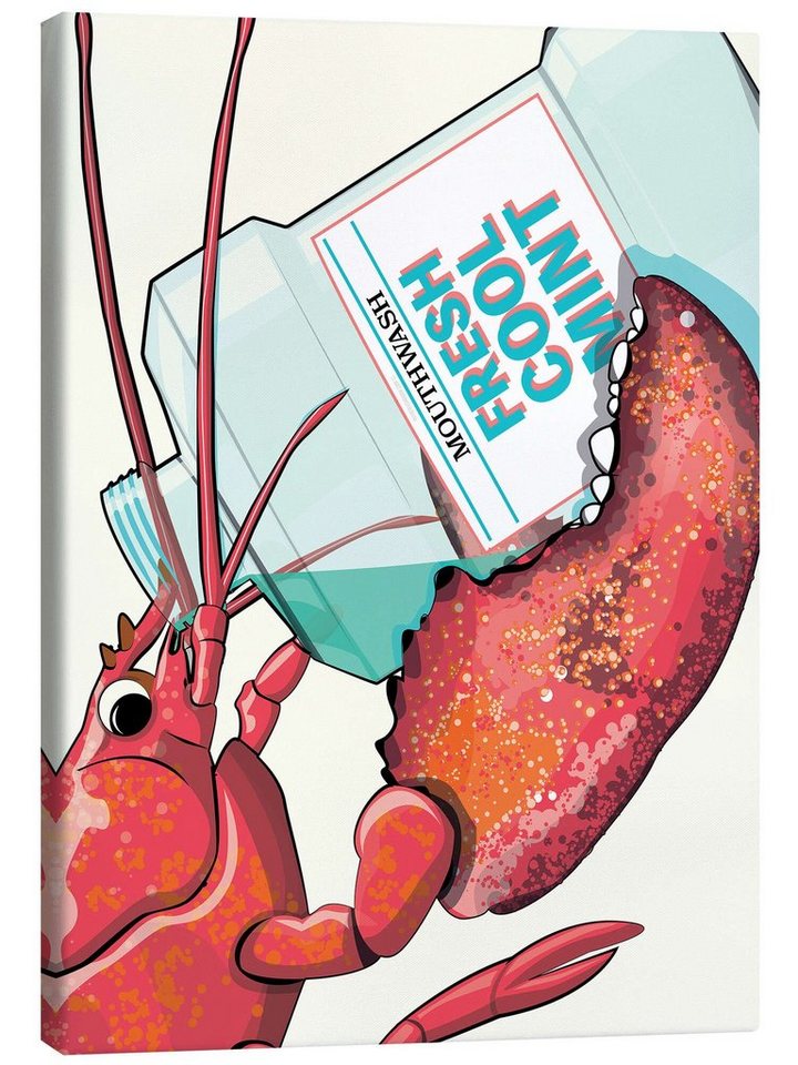 Posterlounge Leinwandbild Wyatt9 Hummer Trinkt Mundwasser Badezimmer