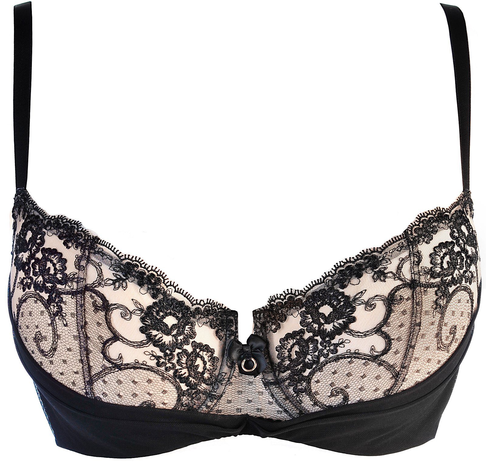 Axami Balconnet-BH Bügel-BH in schwarz-beige mit Spitze Blumenmuster ...