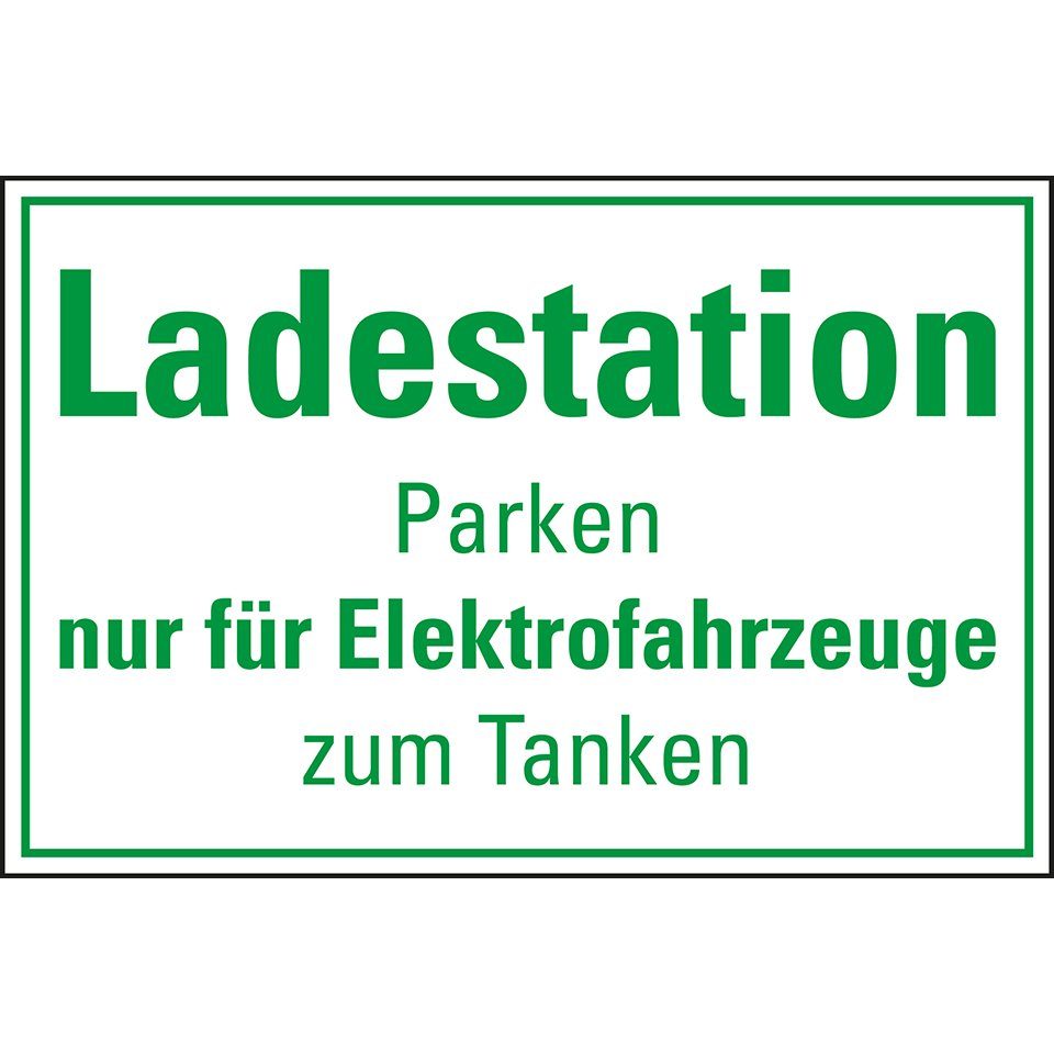 König Werbeanlagen Hinweisschild Ladestation Elektrofahrzeug, Folie, selbstklebend, 300x200mm