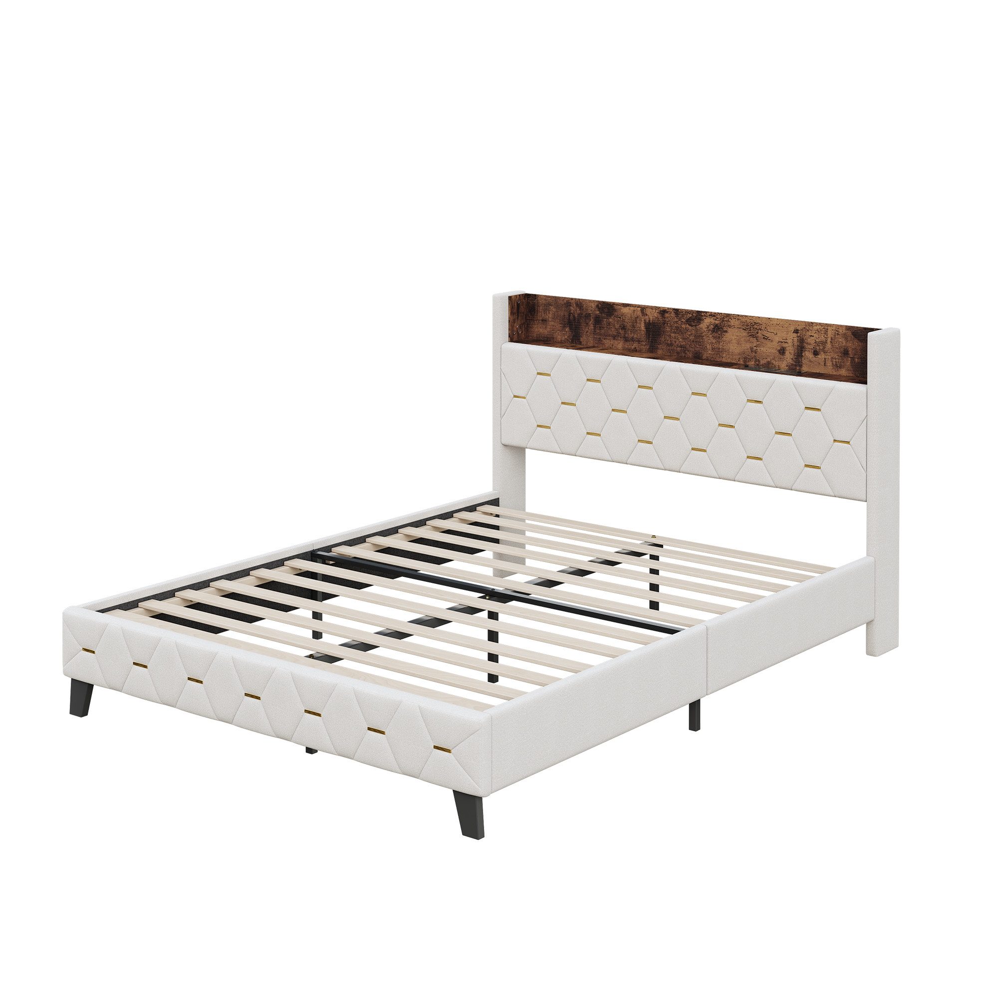 Ideasy Polsterbett Doppelbett Queen Size Bett 160 X 200 Cm Stauraum