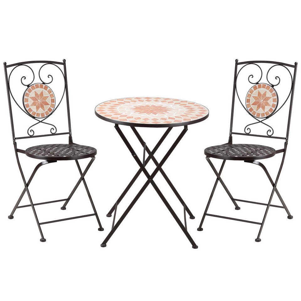 Outsunny Sitzgruppe Balkon Set Mit 1 Couchtisch 2 Klappbaren Stühlen