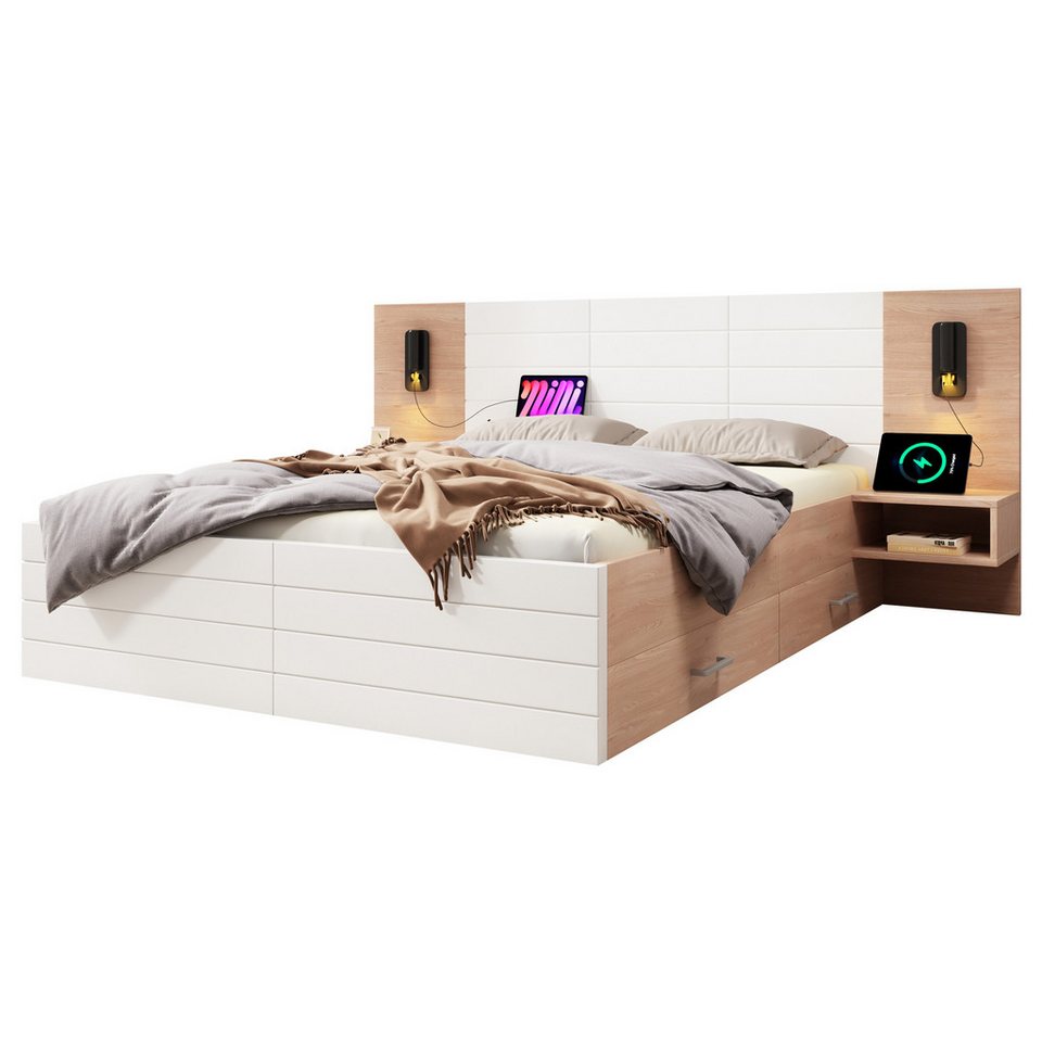 Redom Polsterbett Bettanlage Mit Stauraum Doppelbett Holzbett 1 Tlg
