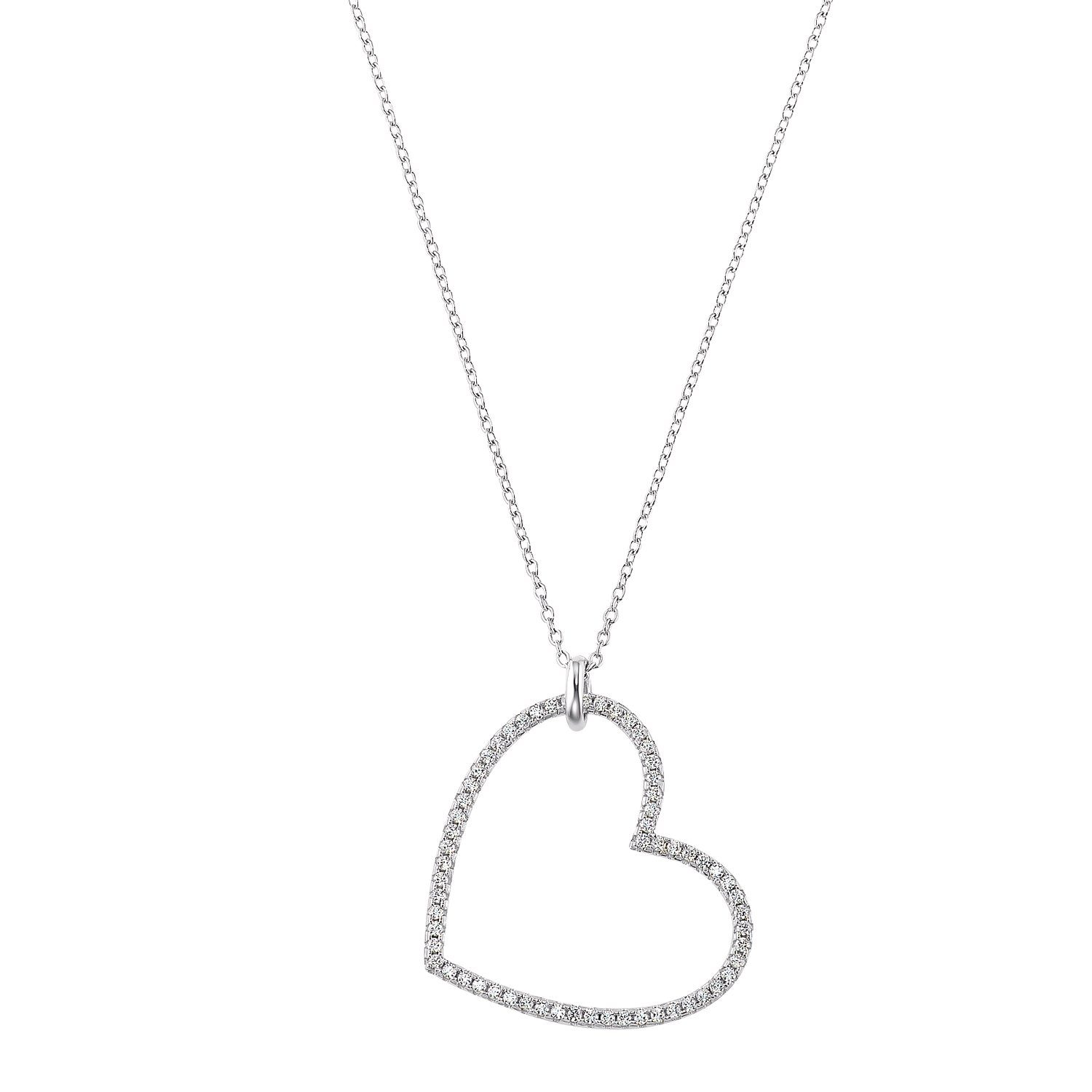 Amor Kette mit Anhänger für Damen, 925 Sterling Silber, Zirkonia synth., Herz (2-tlg., Kette mit ...
