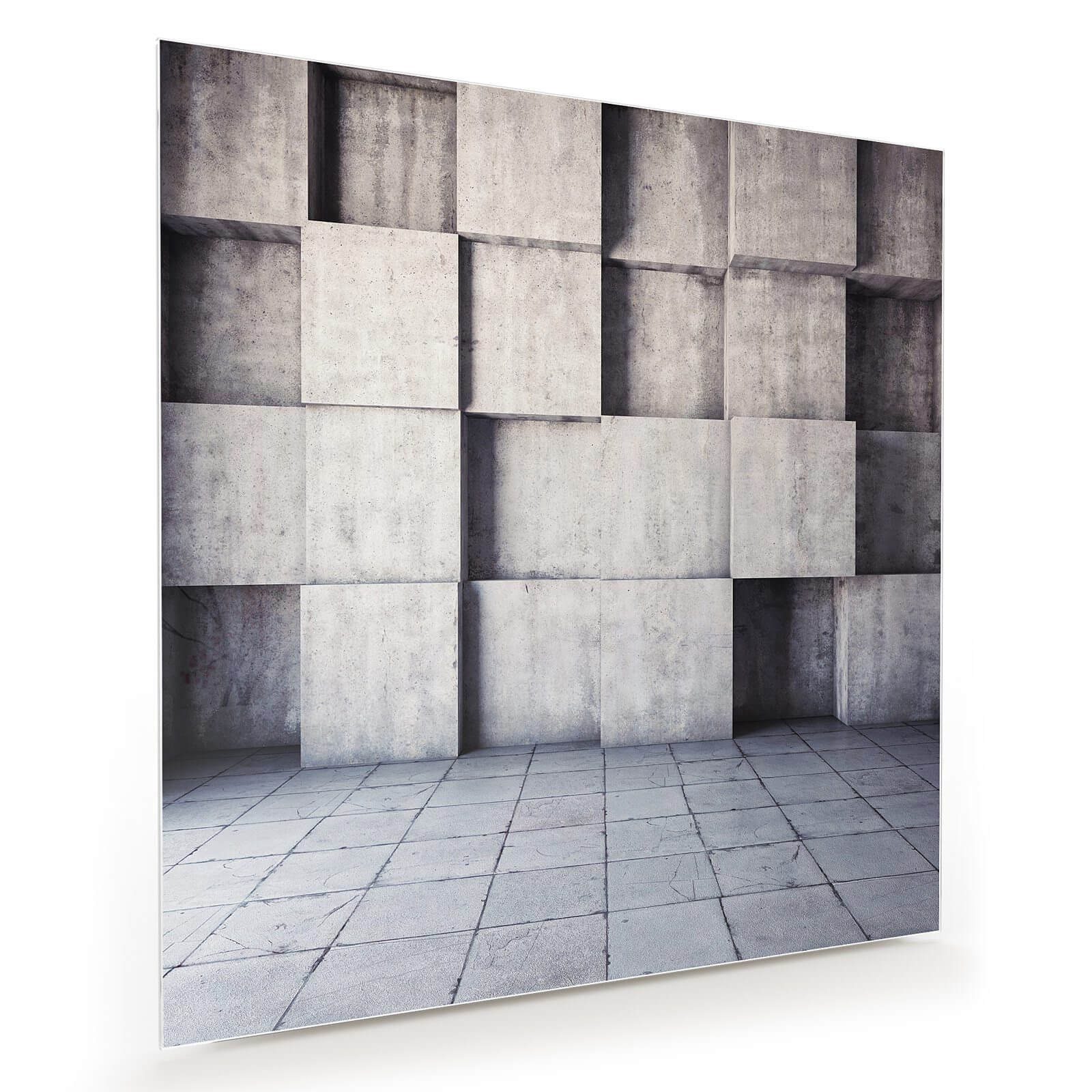 Primedeco Glasbild Wandbild Quadratisch 3 D Struktur Im Kupfer Mit