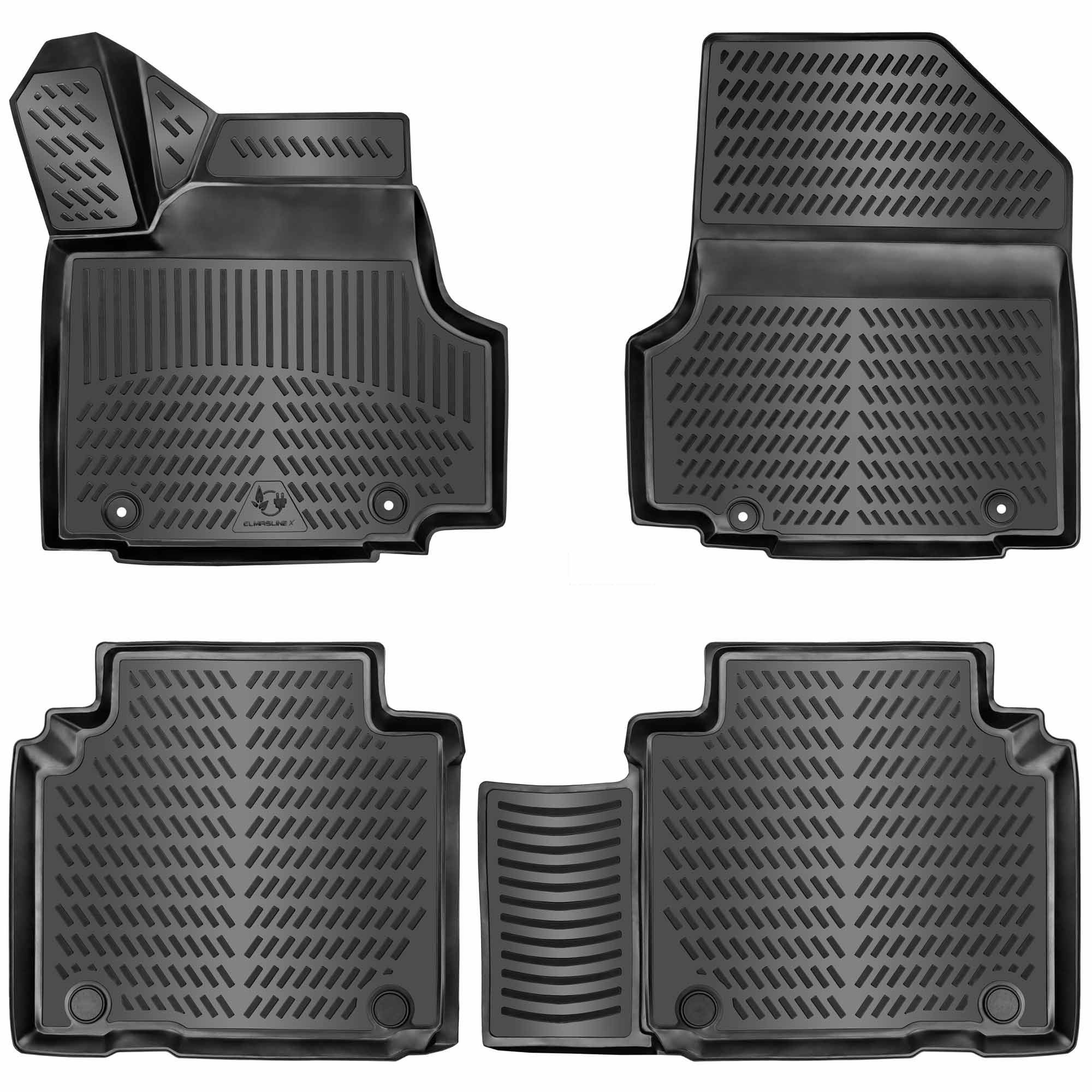 ELMASLINE Auto-Fußmatten Gummi (4 St), für VW ID.BUZZ (2022-2024) Elektro - 3D Gummimatten mit ...