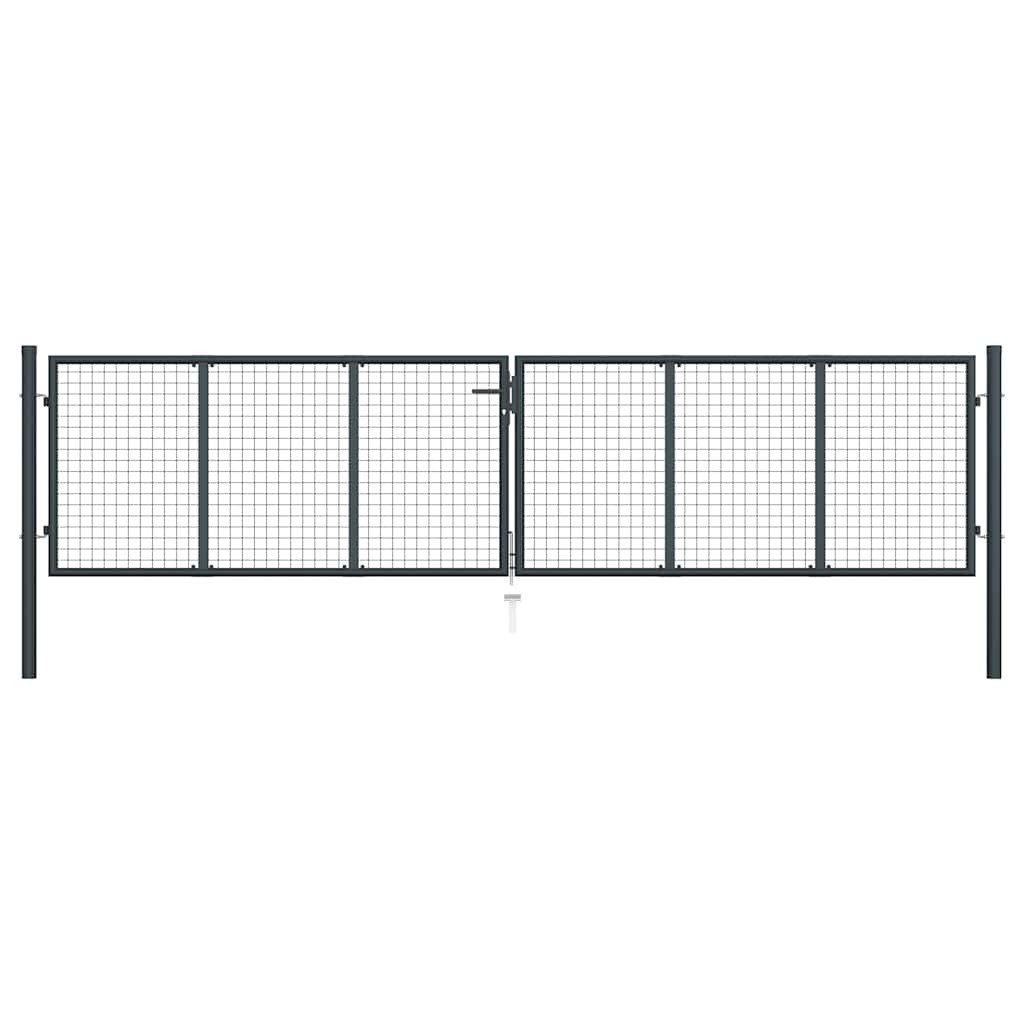 vidaXL Gartentor Maschen-Gartentor verzinkter Stahl 400 x 100 cm Grau ...