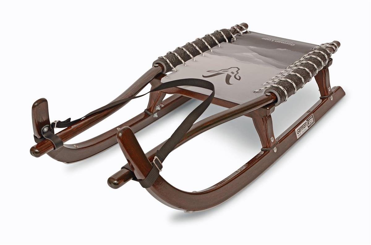 German Luge Rodel GL Rodel 120 cm Doppel Farbe braun Gurtband,Edelstahl