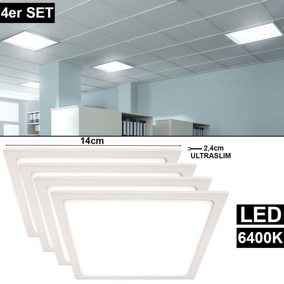 Etc Shop Led Panel 4er Set Led Aufbau Leuchte Decken Panel Weiß Wohn