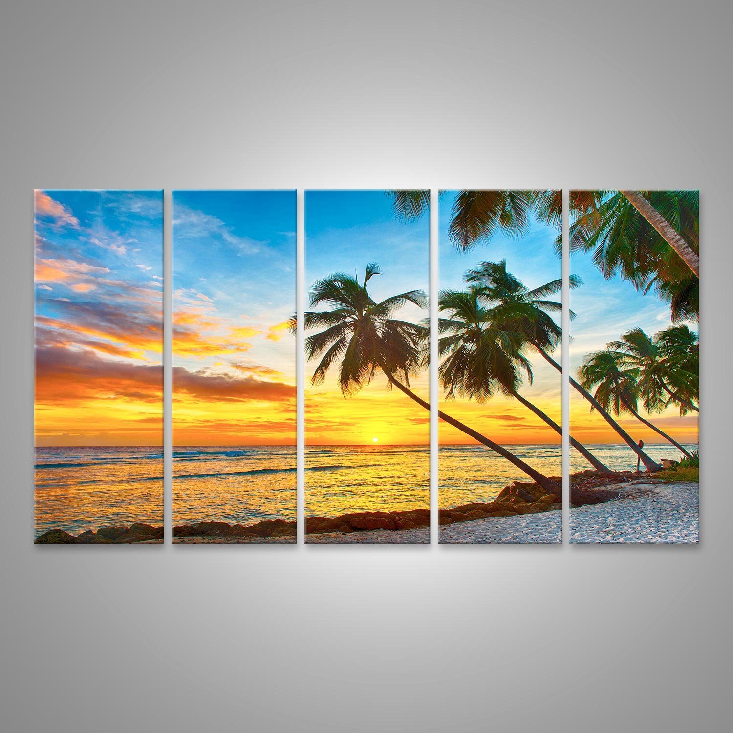 islandburner Leinwandbild »Bild auf Leinwand Schöner Sonnenuntergang Karibischen Insel Barbados ...