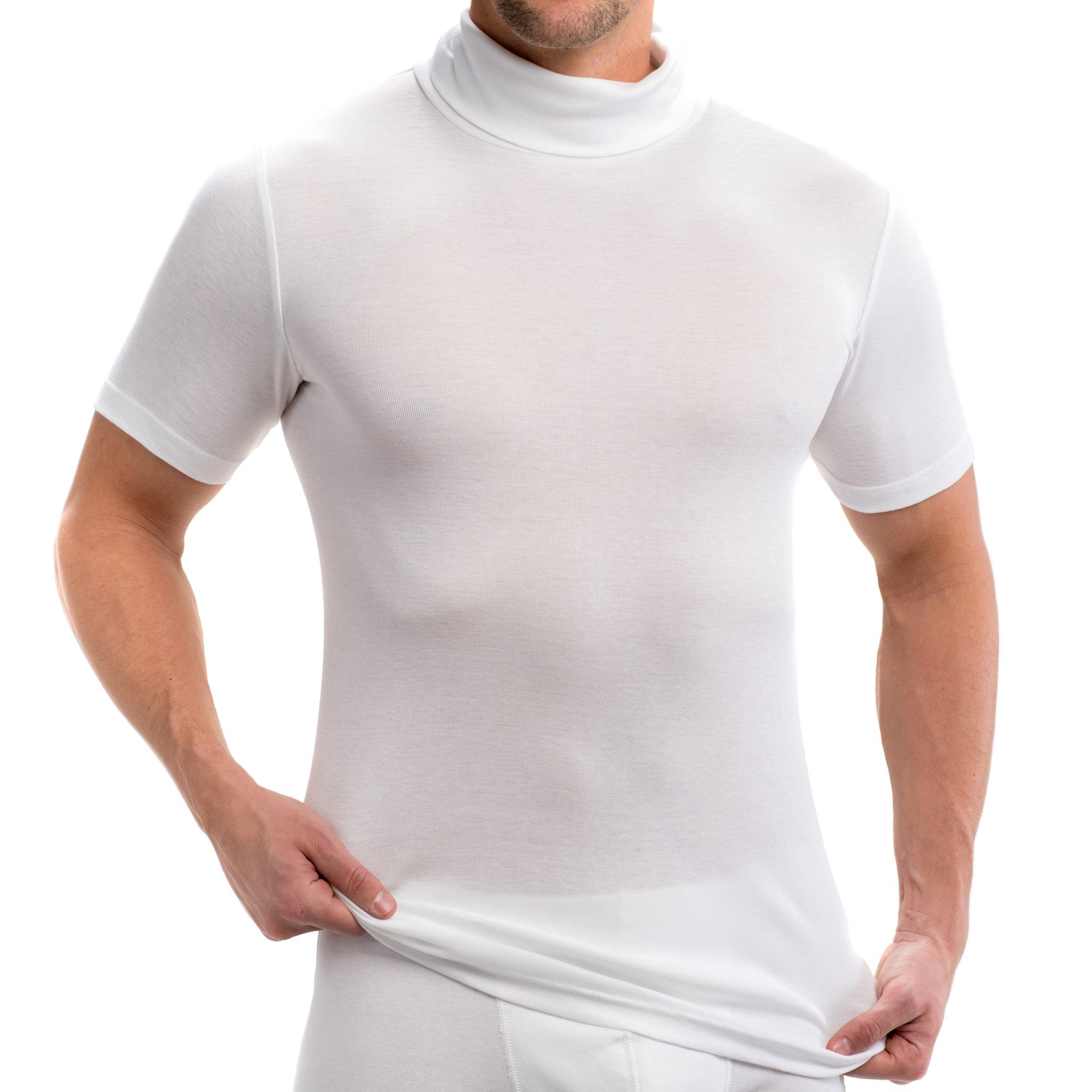 Hermko Unterziehshirt 16855 2er Pack Herren Kurzarm Shirt Mit Rollkragen