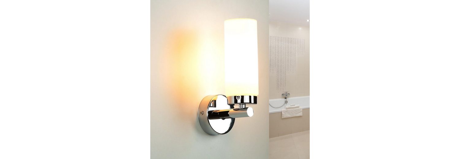 Licht-Erlebnisse Wandleuchte »LUXOR«, Badlampe Spiegel Glas Metall in ...