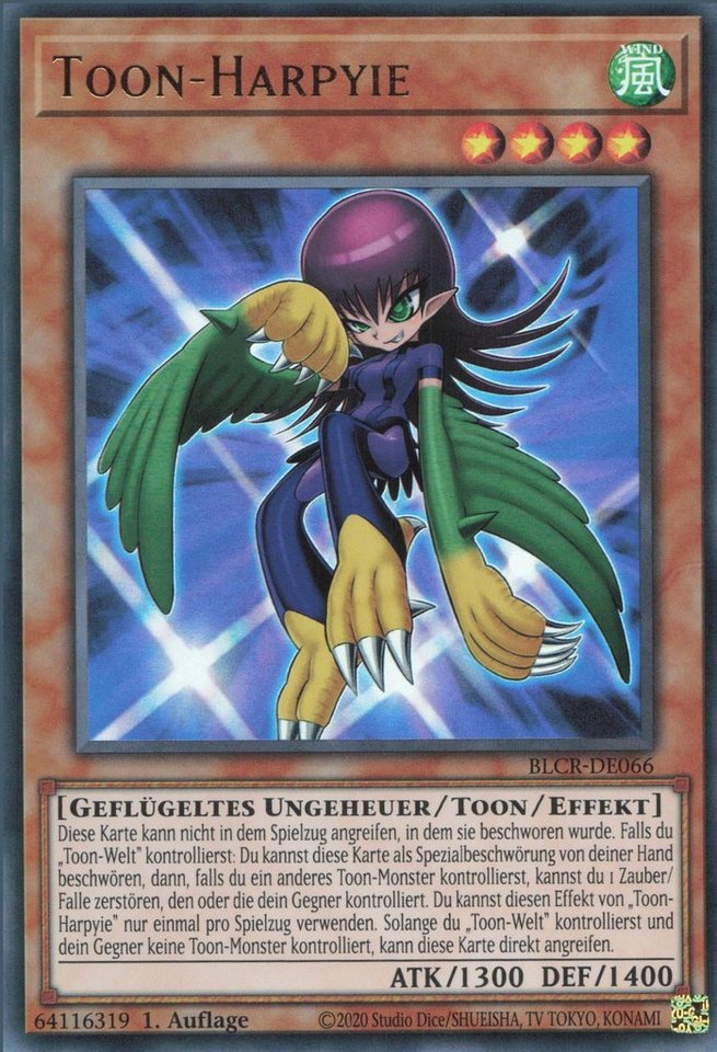 Recollectibles Sammelkarte Yugioh Karte Toon Harpyie Deutsch Yu Gi Oh