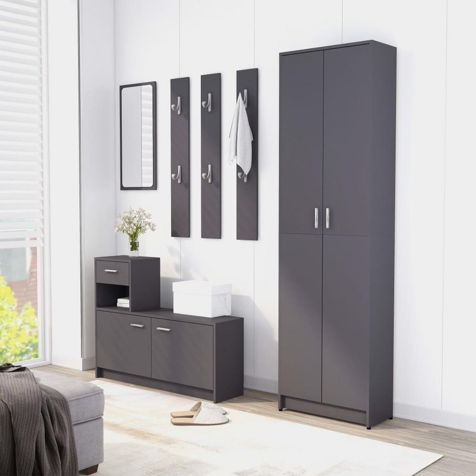 Furnicato Kleiderschrank Flurmöbel Set Grau Holzwerkstoff 1 St