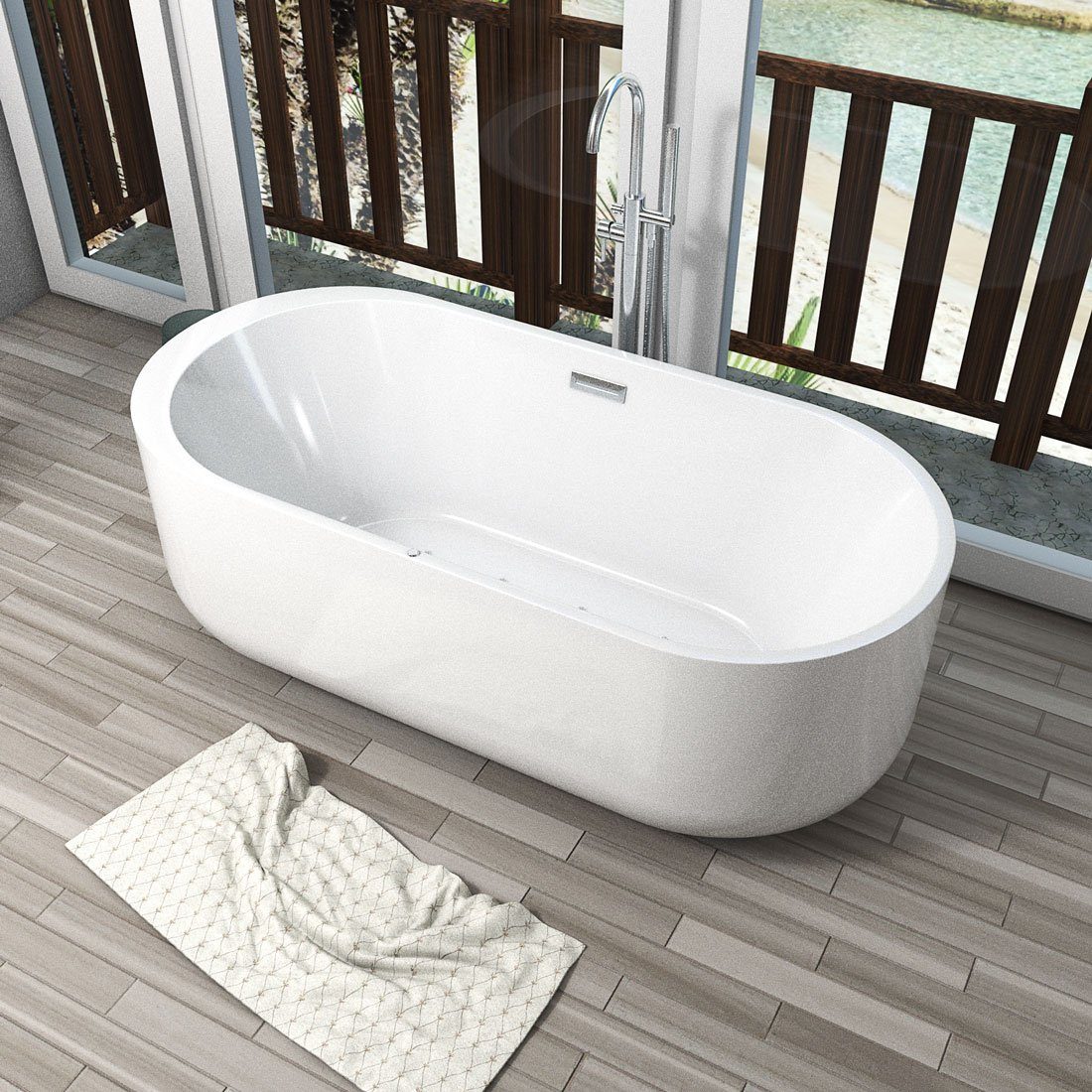 AcquaVapore Whirlpool-Badewanne Whirlpool Badewanne Wanne F16 mit AF02 170x80 cm, Schnell zu ...