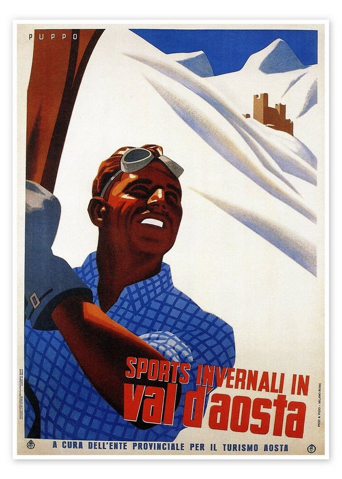 Posterlounge Poster Vintage Ski Collection Aostatal Italienisch