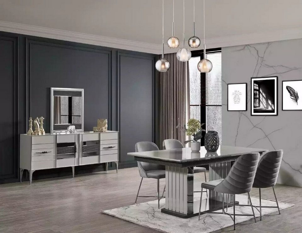Jvmoebel Esszimmer Set Graue Esszimmermöbel Modernet Küchen Set 8tlg
