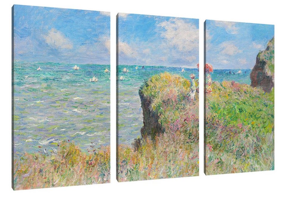 Pixxprint Leinwandbild Claude Monet Spaziergang Auf Klippen Ebene Bei