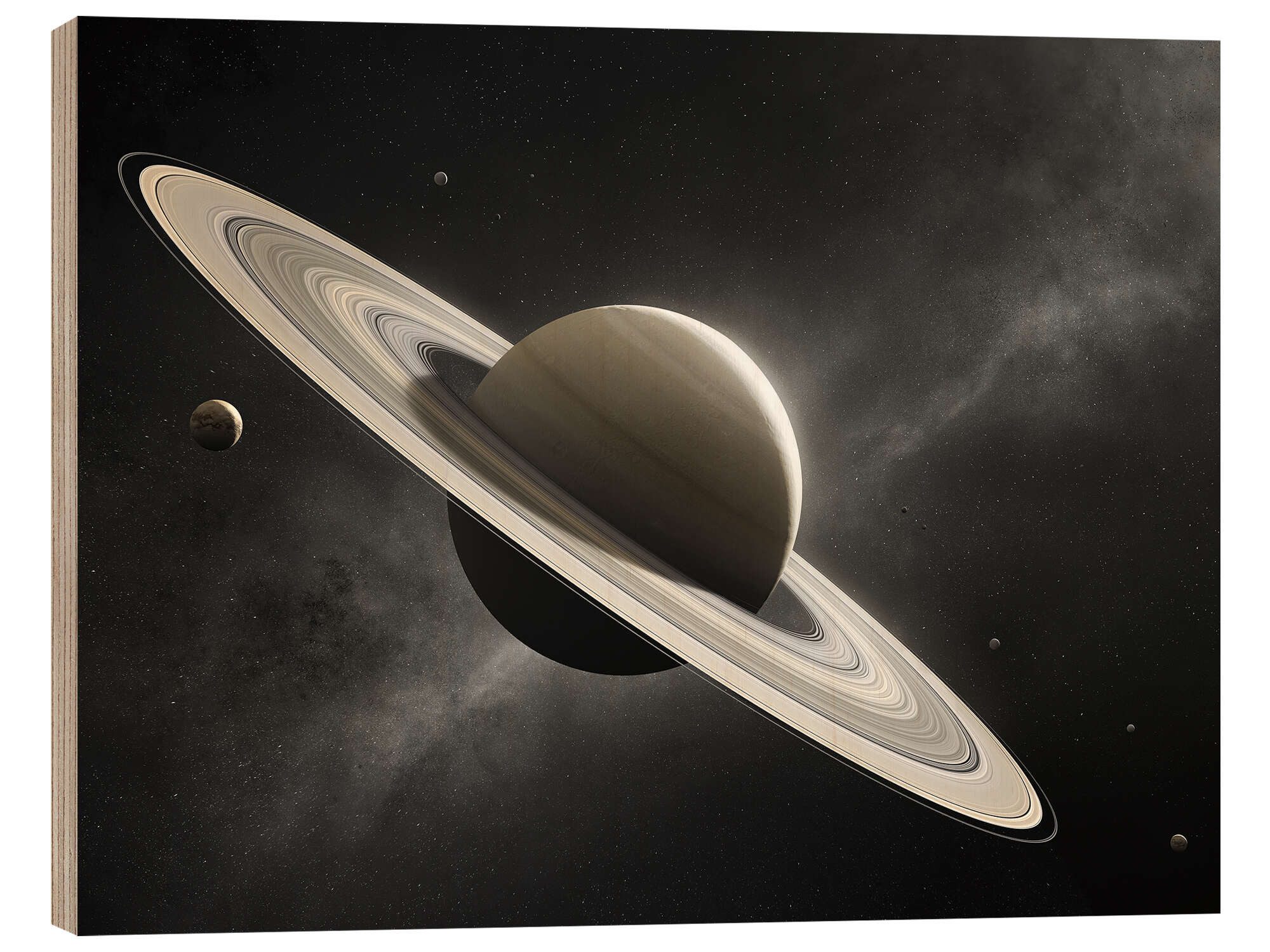 Posterlounge Holzbild Johan Swanepoel Planet Saturn Mit Monden