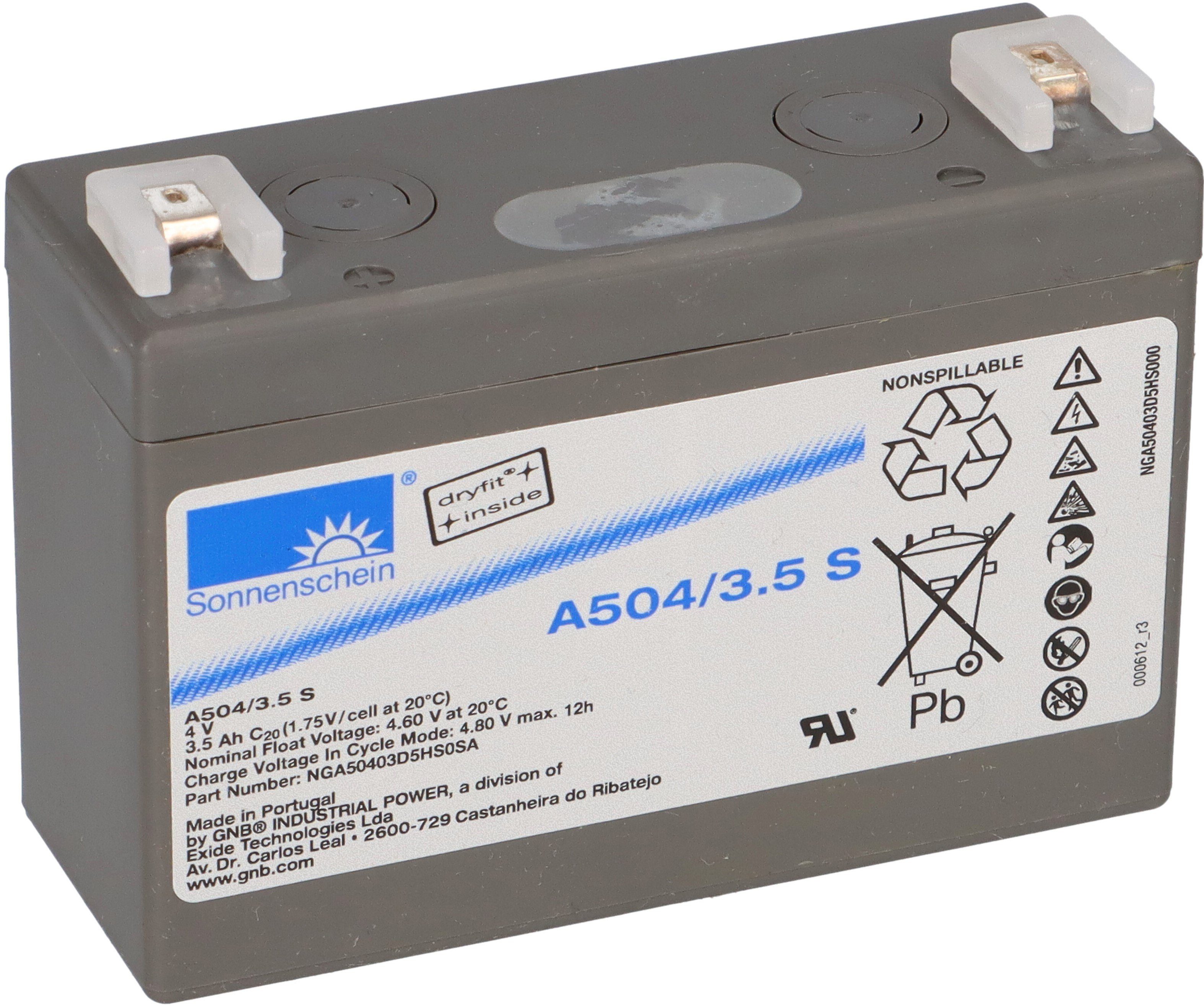 Exide Sonnenschein Bleigel Akku 4V 3,5Ah Dryfit A504/3.5S Pb 4V / 3,5Ah Bleiakkus