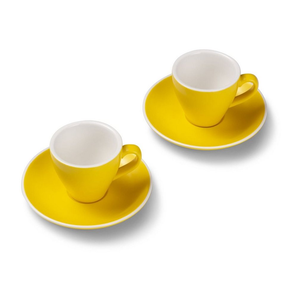 Terra Home Espressotasse 2er Espressotassen Set Gelb Matt 90 Ml Mit