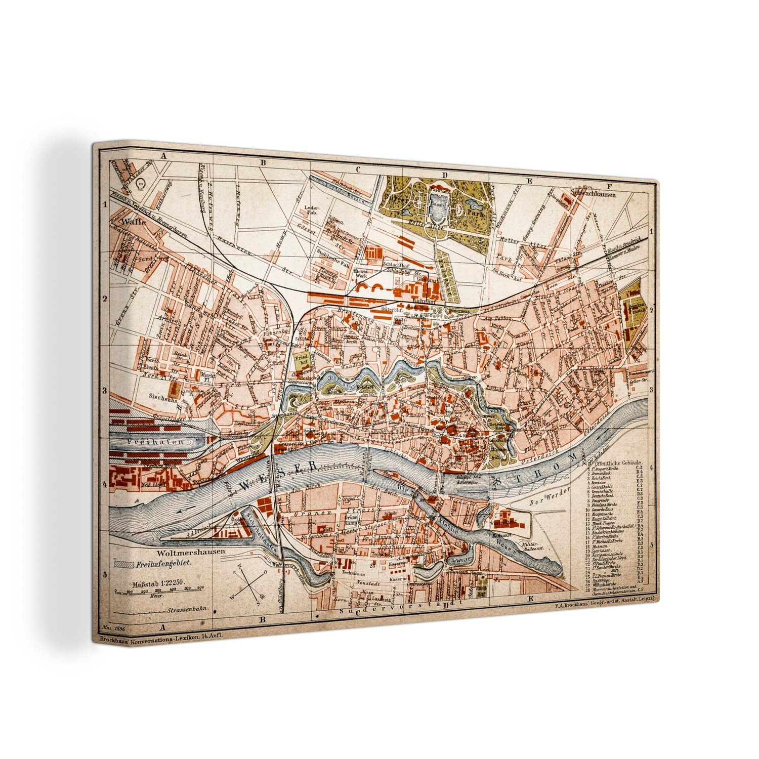 Onemillioncanvasses® Leinwandbild Illustration Einer Antiken Karte Von