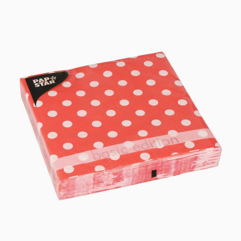 Papstar Papierserviette Rot Dots 30 St 3 Lagig 33 Cm X 33 Cm