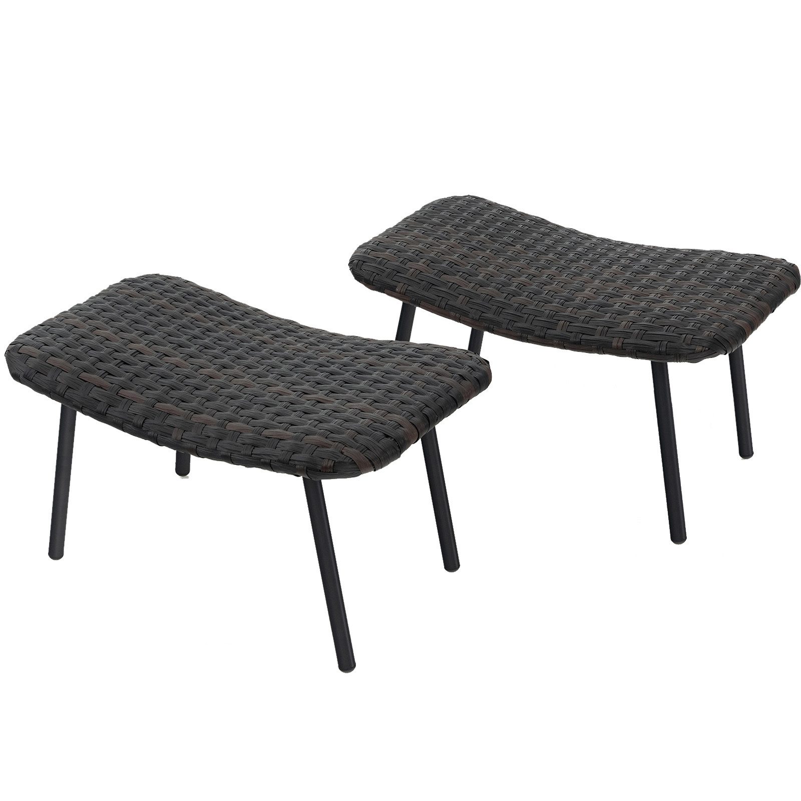 KOMFOTTEU Fußhocker (2er-Set), Rattan Hocker, mit Schnelltrocken Schaum & stabile Metallbeine ...