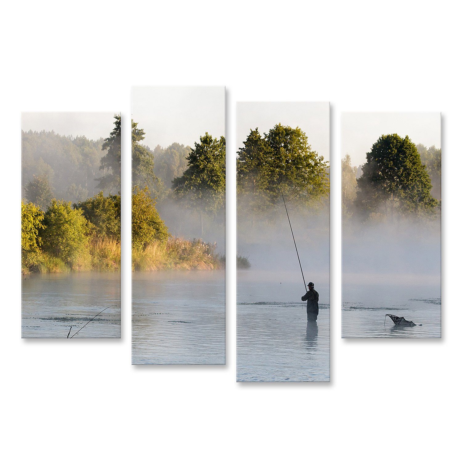 islandburner Leinwandbild Bild auf Leinwand Fischen Angeln In Einem See Natur Serie Wandbild Le