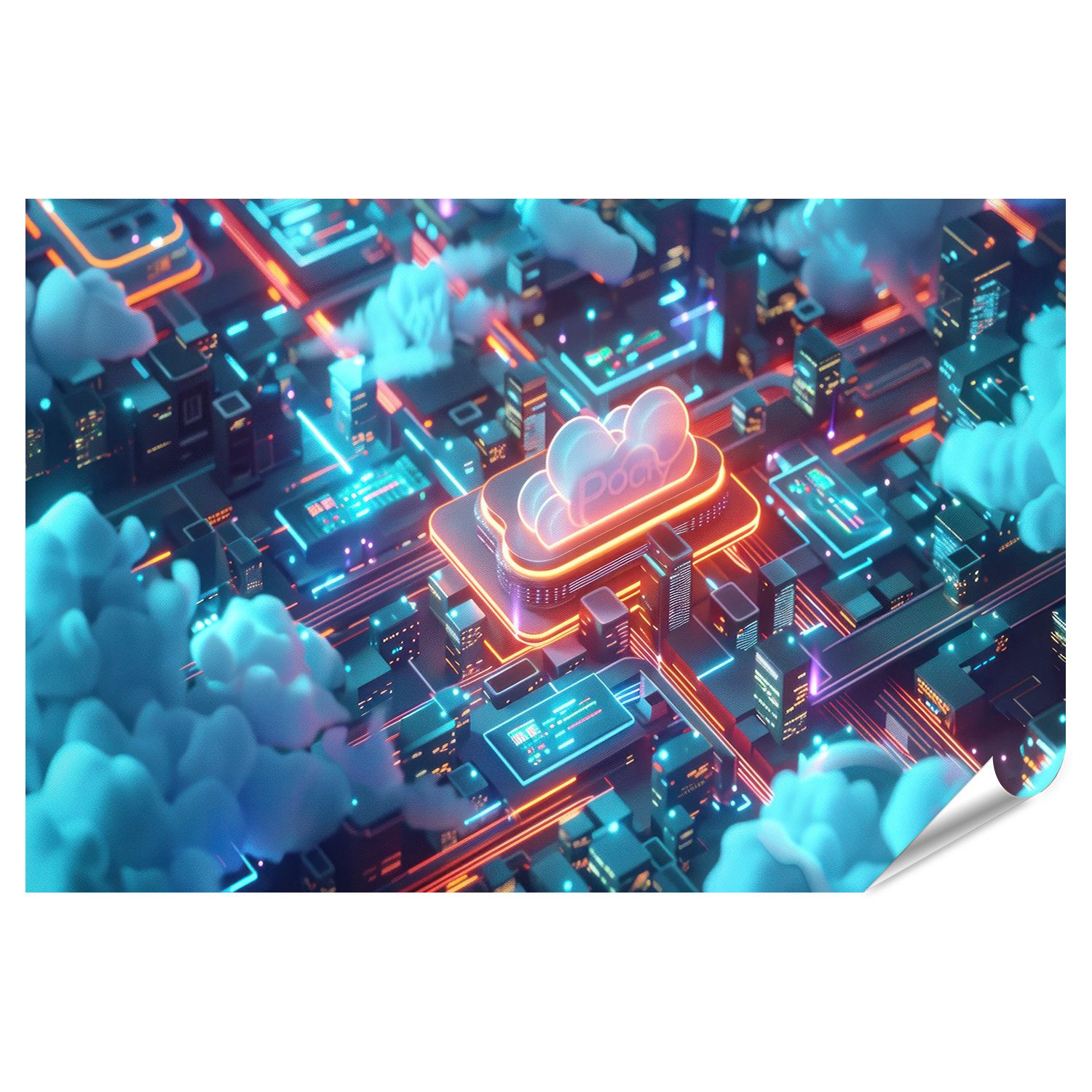 islandburner Poster Konzept eines virtuellen Cloud-Firewall Wandbilds ...