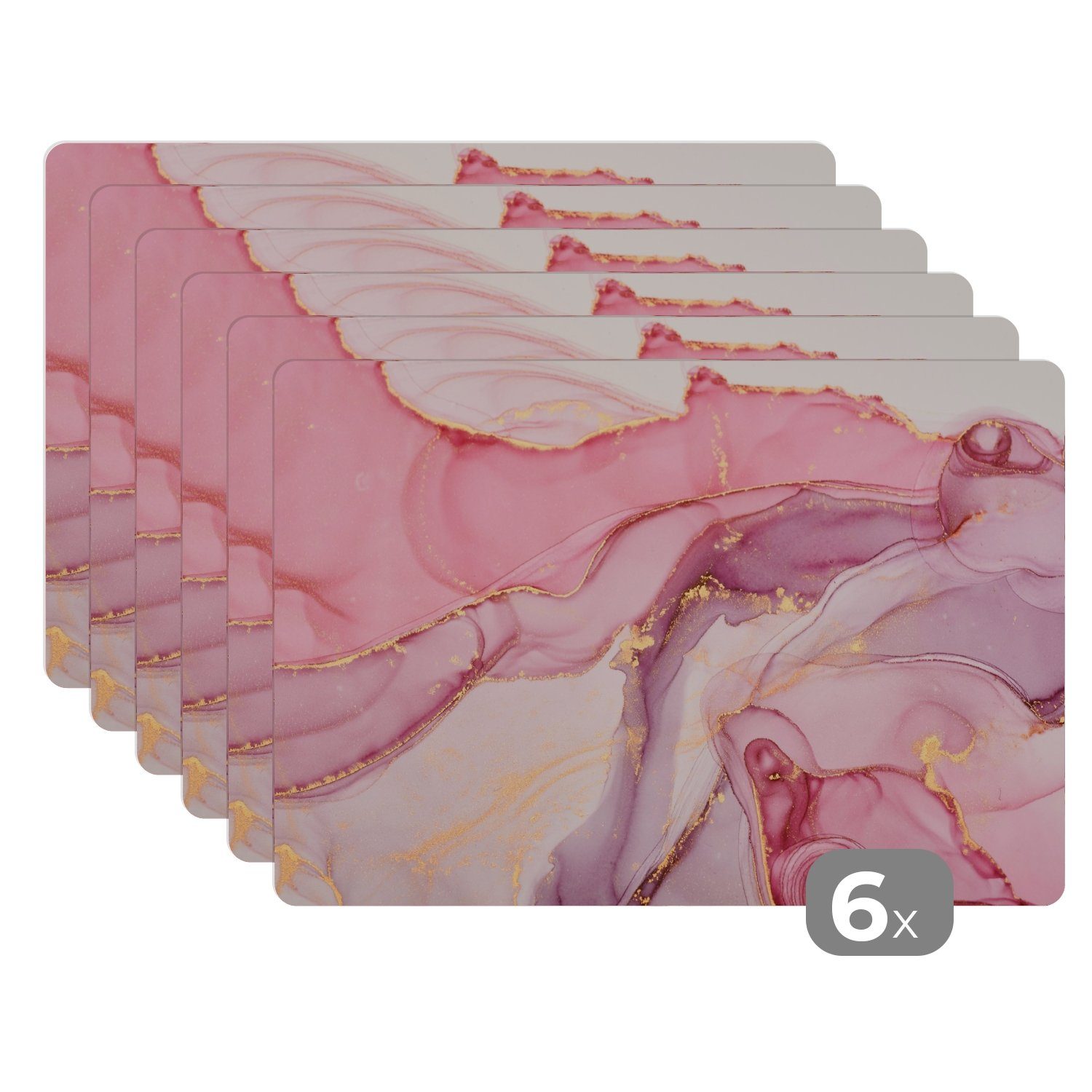 Platzset Gold - Marmor - Rosa, (6-St), Tischset Platzset Platzdeckchen ...