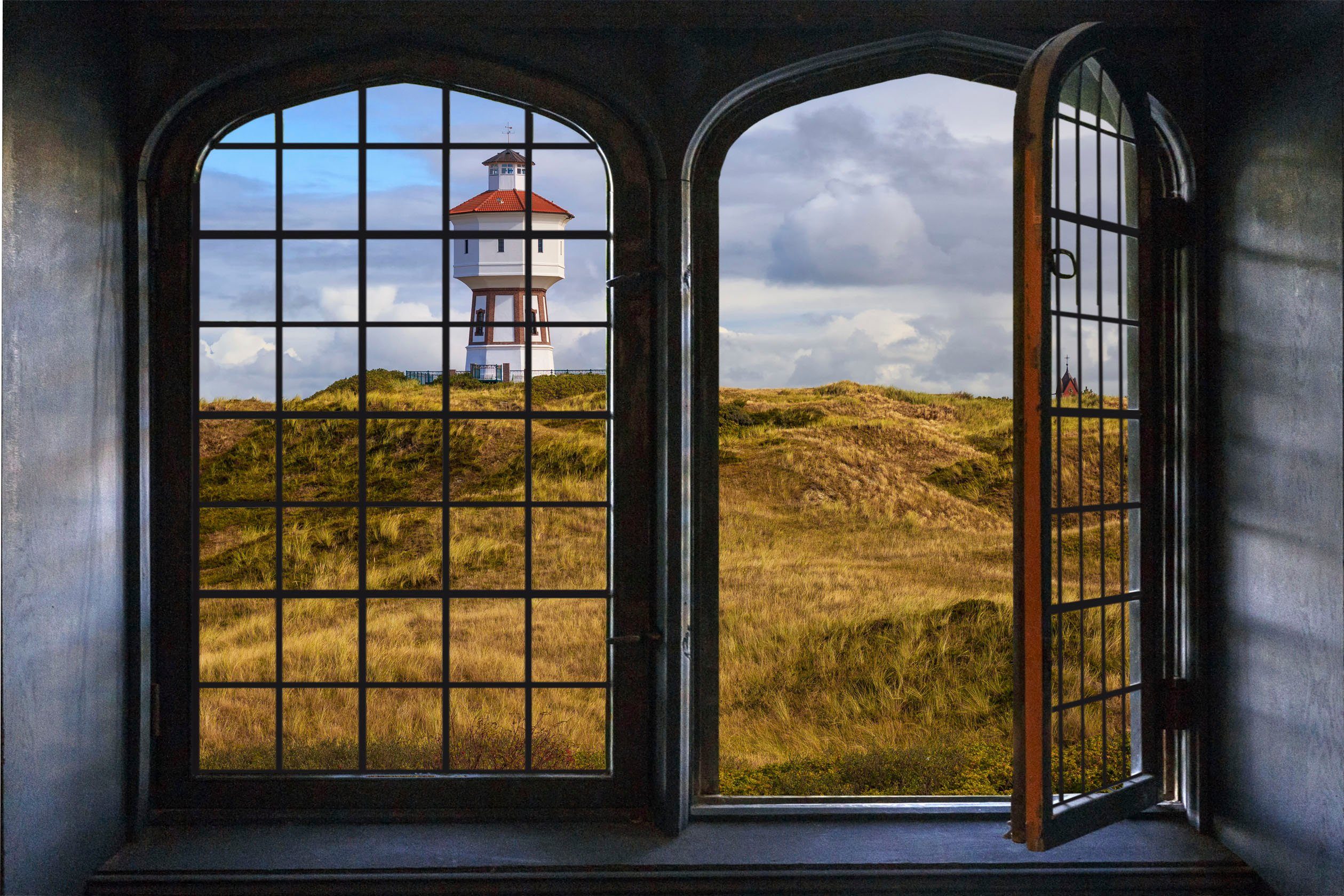 queence Wandsticker Leuchtturm, Wandsticker, Wandbild, selbstklebend, 3D, Fenster, Lebendige ...