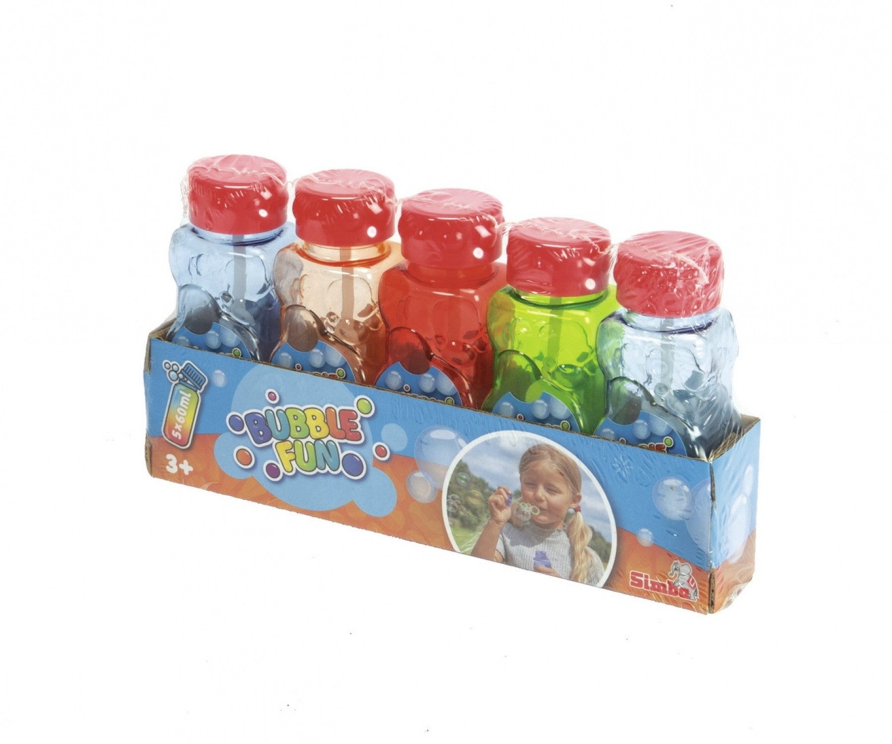 SIMBA Seifenblasenspielzeug Simba Outdoor Seifenblasen Flasche 5er Set a 60ml Lauge Bubble Fun 107